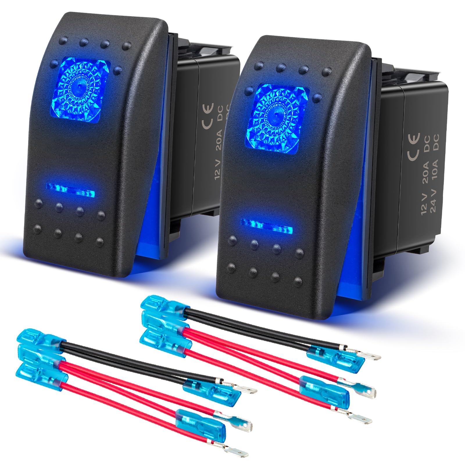 Snapklik.com : Anina 2PCS Rocker Switches 5Pin SPST 20A/12V 10A/24V ON/Off