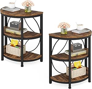 Amazon.com: Tribesigns Half Round End Table for Living Room Set of 2, 3-Tier Half Side Table ...