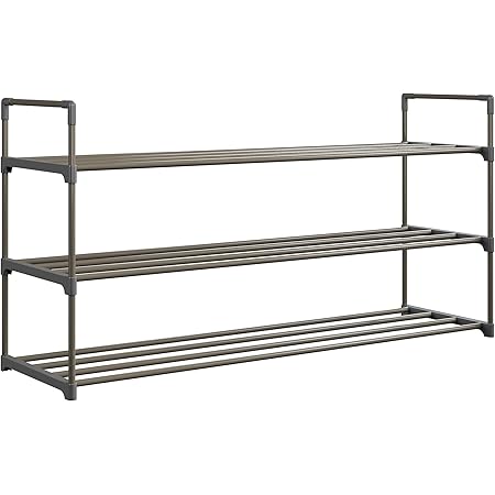 Amazon.com: SONGMICS Shoe Rack, 3-Tier Shoe Storage Organizer, Metal ...