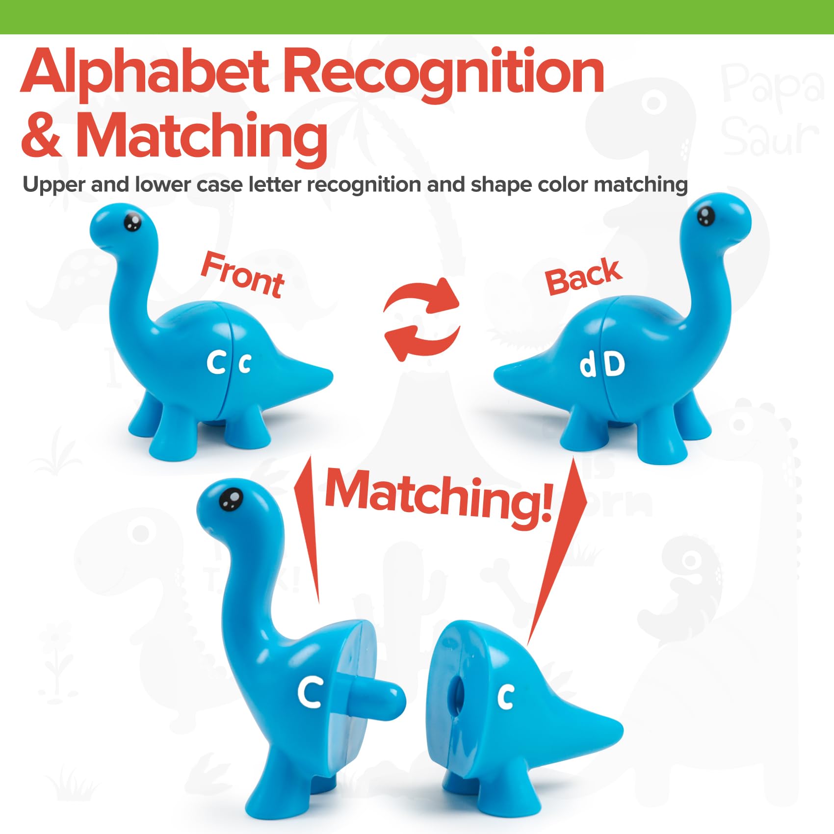 Snapklik.com : Kizh Matching Dinosaur Toys,Double-Sided Alphabet ...