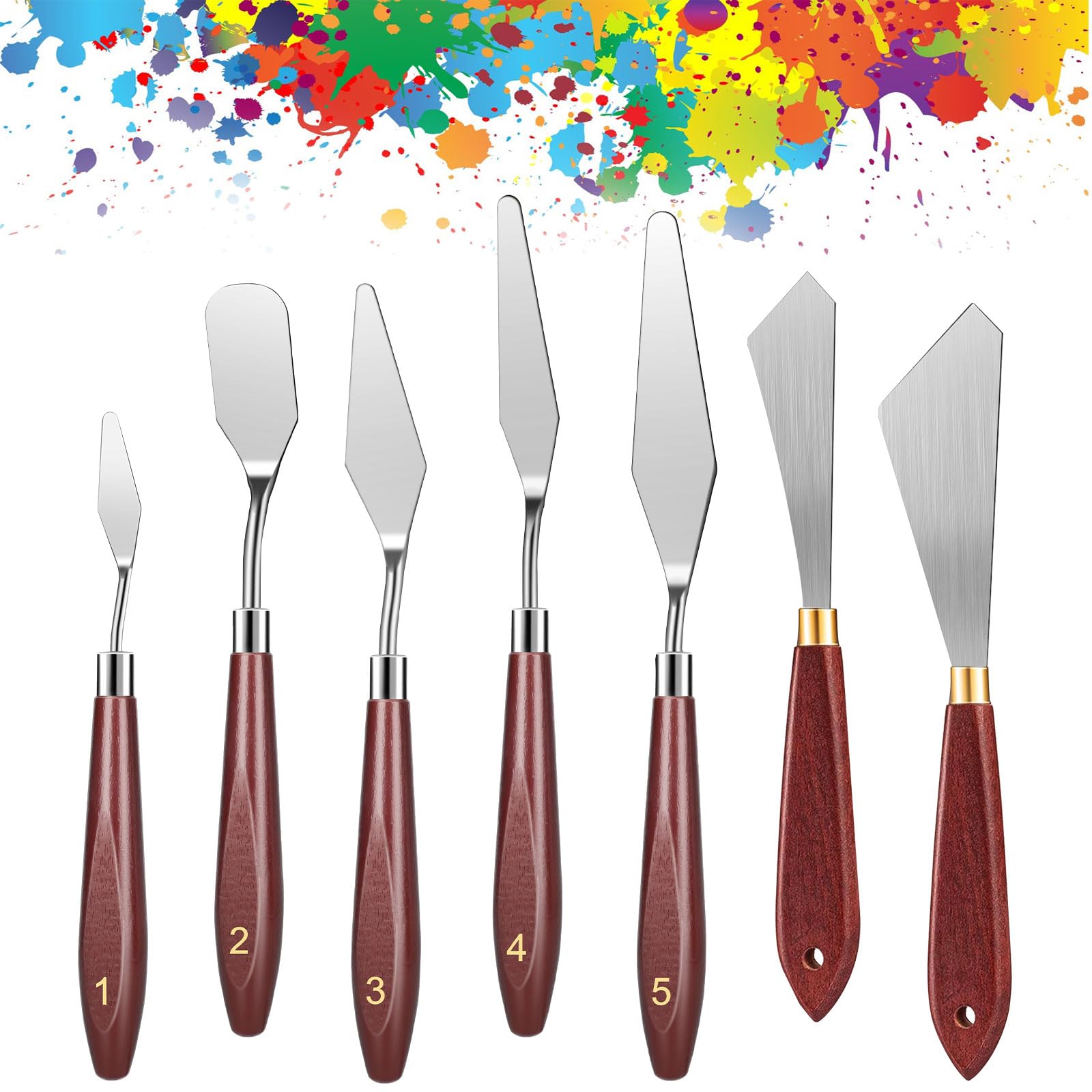 Amazon.com: Painting Knife Set, 7pcs Wood Palette Knife Painting Tools ...