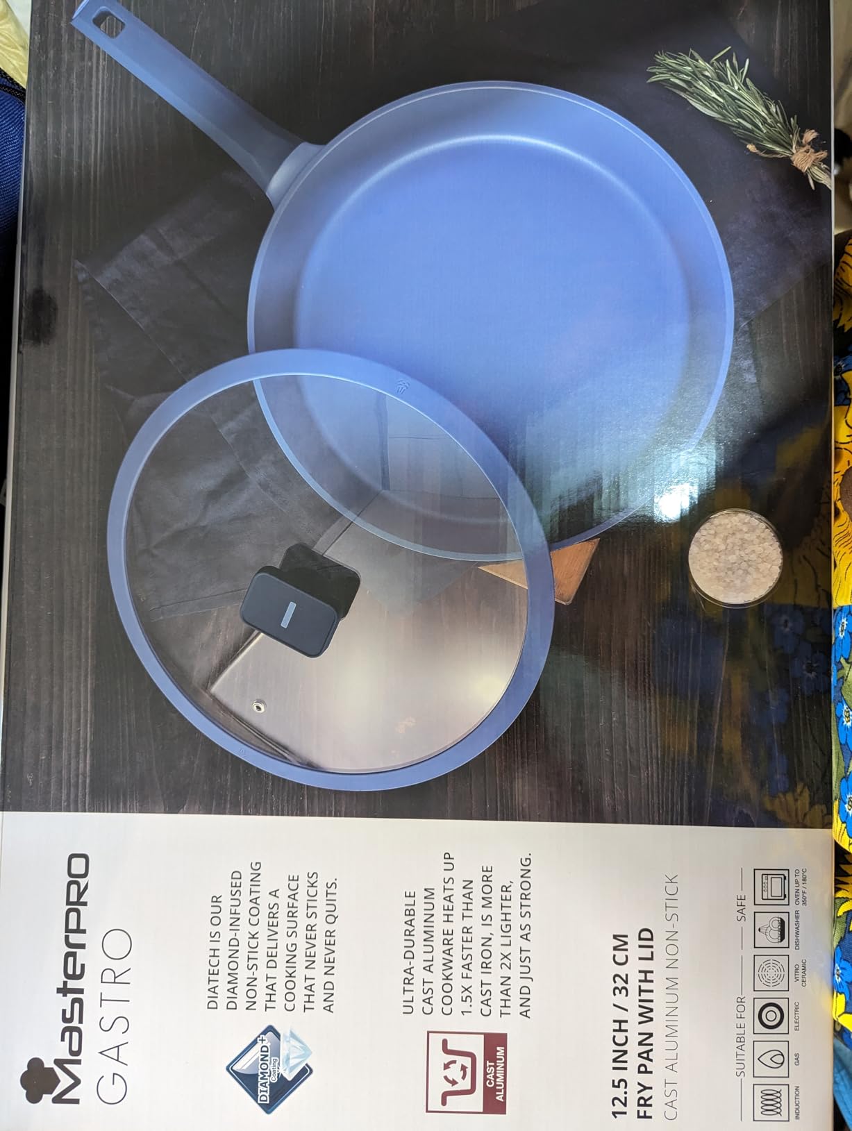 MasterPro - Frying Pan with Glass Lid, 32cm - Gastro Induction Cast ...