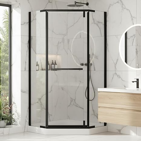 36" W x 72" H Neo-Angle Corner Shower Door, Corner Shower Enclosure ...