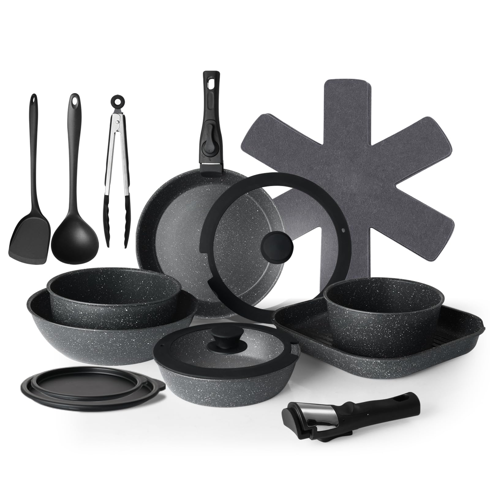 Amazon.com: USELUCK 20 Pcs Pots and Pans Set Non Stick, Stackable ...