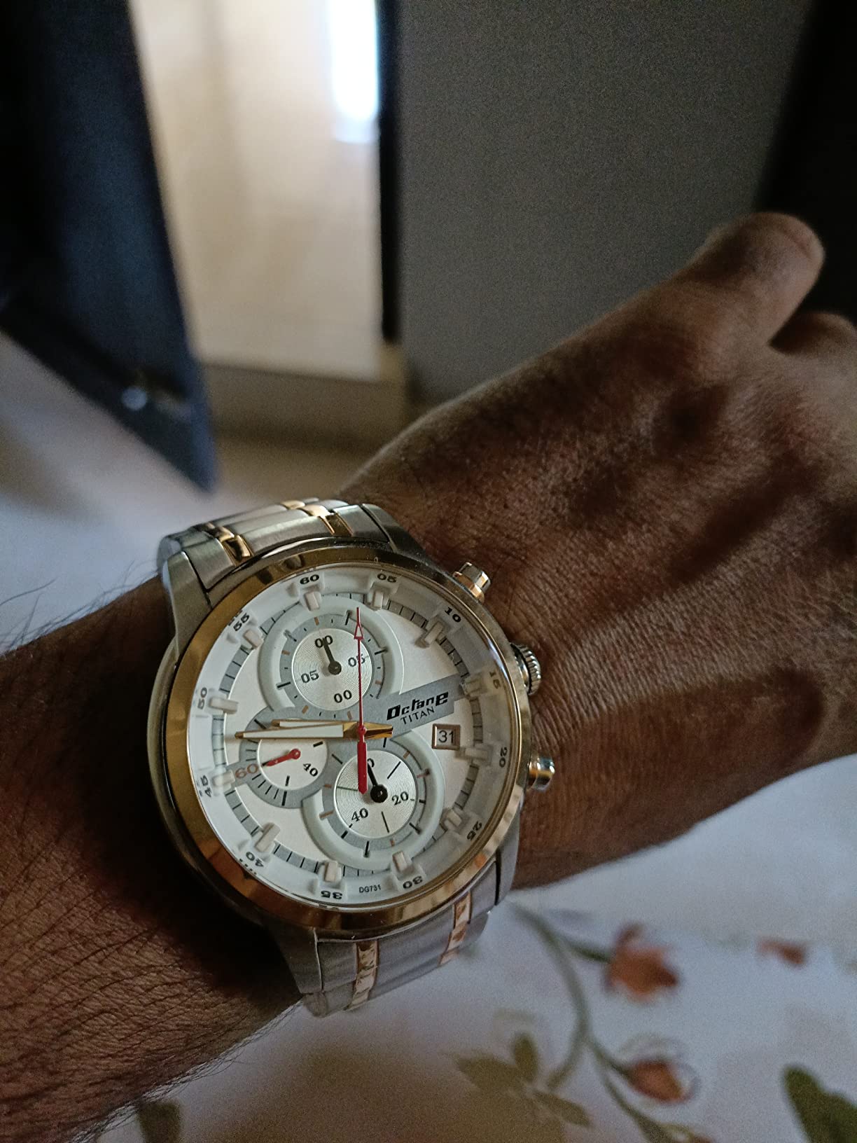 Titan Octane Quartz Chronograph White Dial Stainless Steel Strap Watch ...