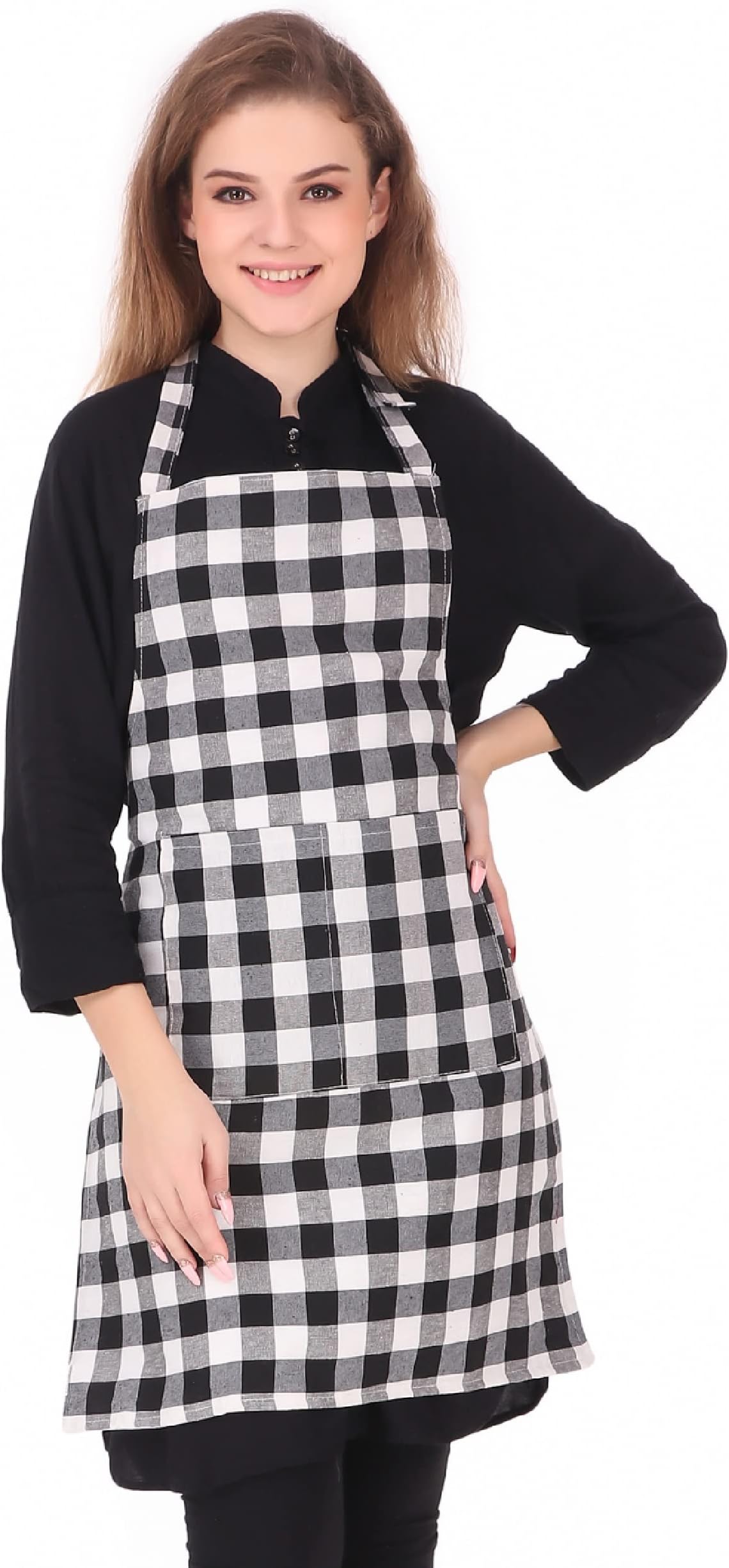 GLUN® Cotton Kitchen Multi Colour Apron with Front Pocket - Set of 3 ...