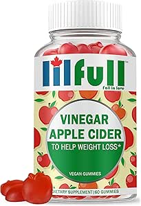 Lilfull Apple Cider Vinegar 1000mg 60 Vegan Gummies with Ginger Root Extract Supports Immune ...