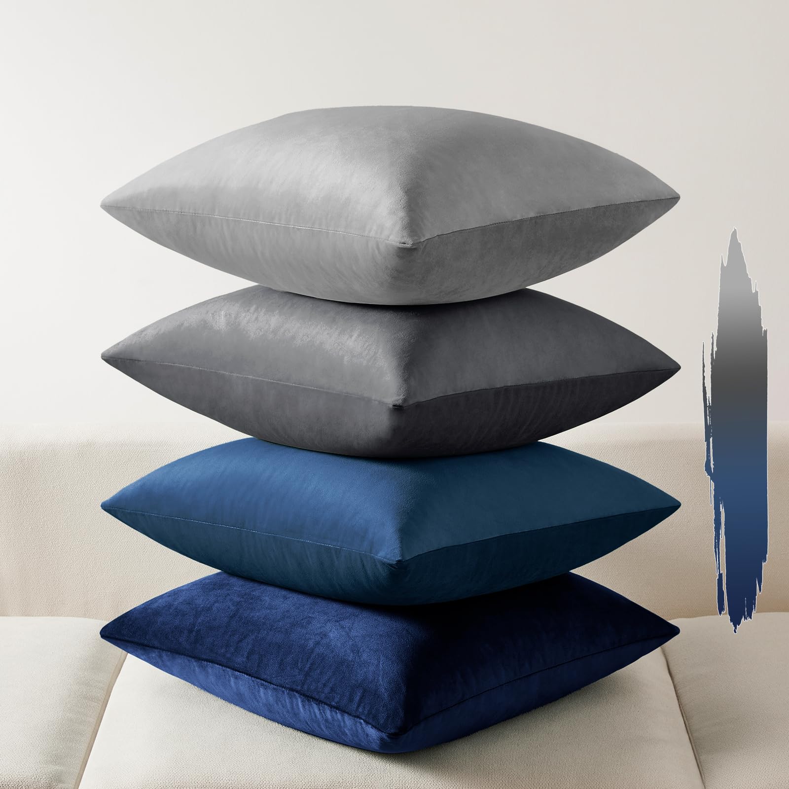 Amazon.com: Softalker Throw Pillow Covers Set of 4, Velvet Soft Solid ...