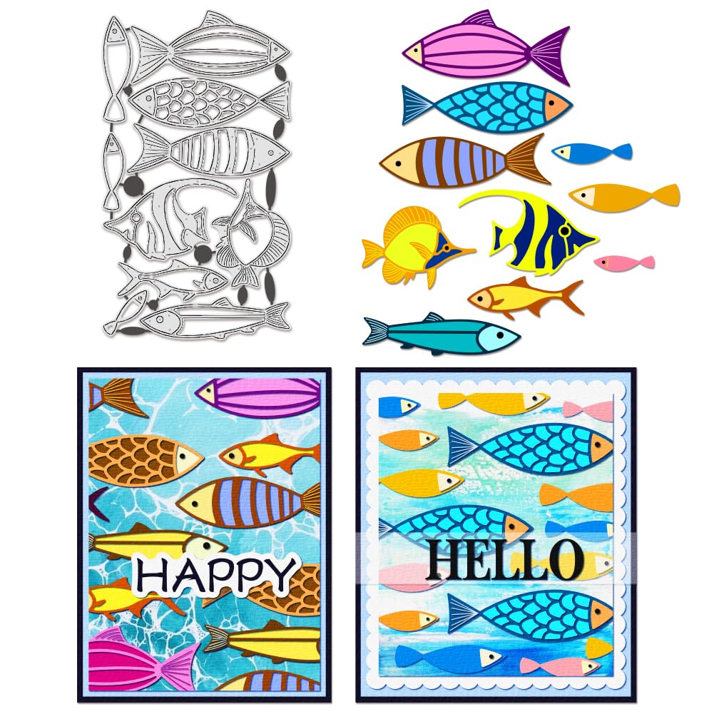 Amazon.com : BENECREAT Fish Theme Die Cuts for Card Making, Various ...