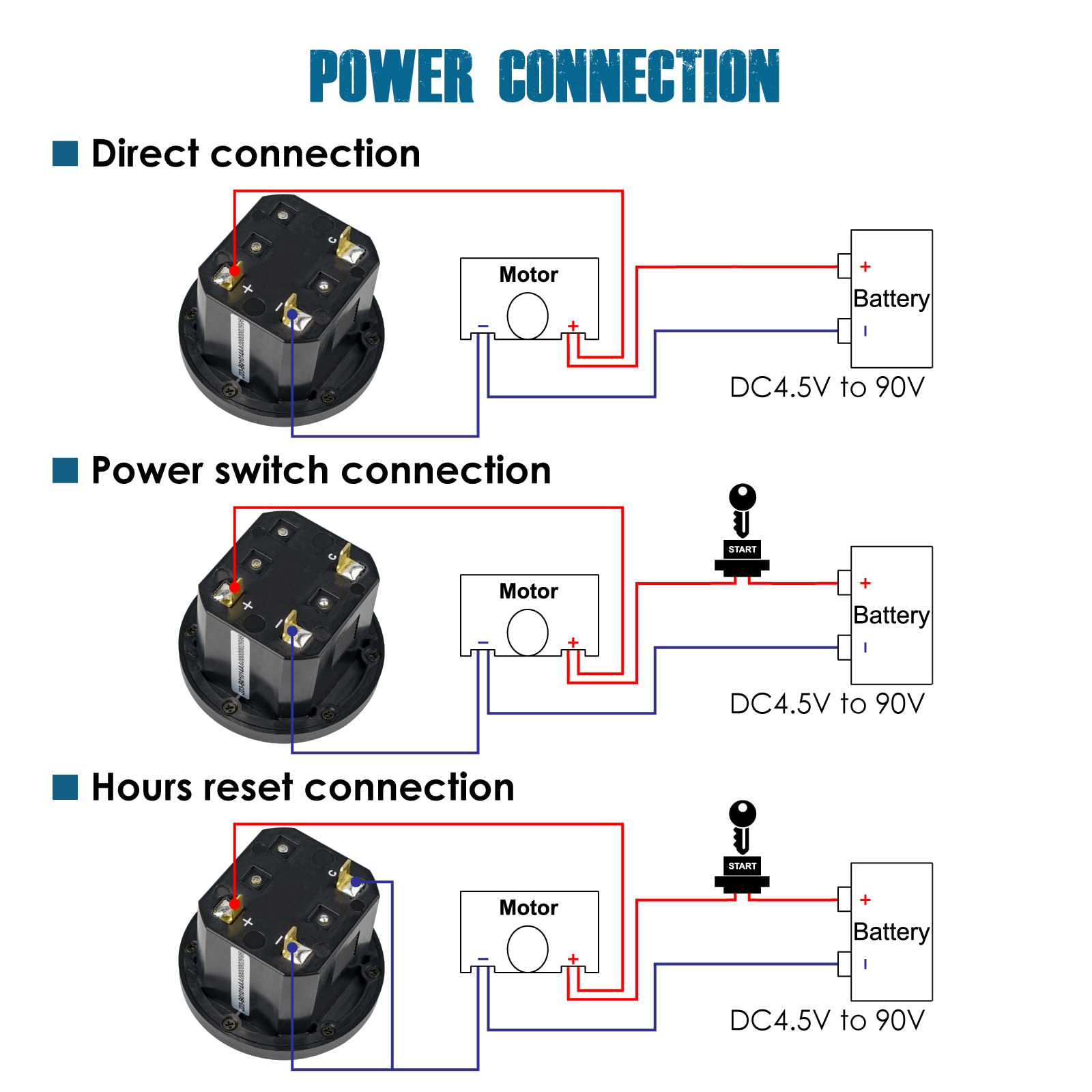 Diagrama de fiação do medidor de horas do motor