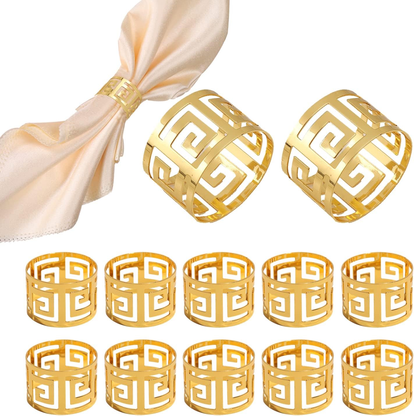 BomnKa 12 Pcs Napkin Rings, Gold Napkin Buckle Holder Napkin Holders ...