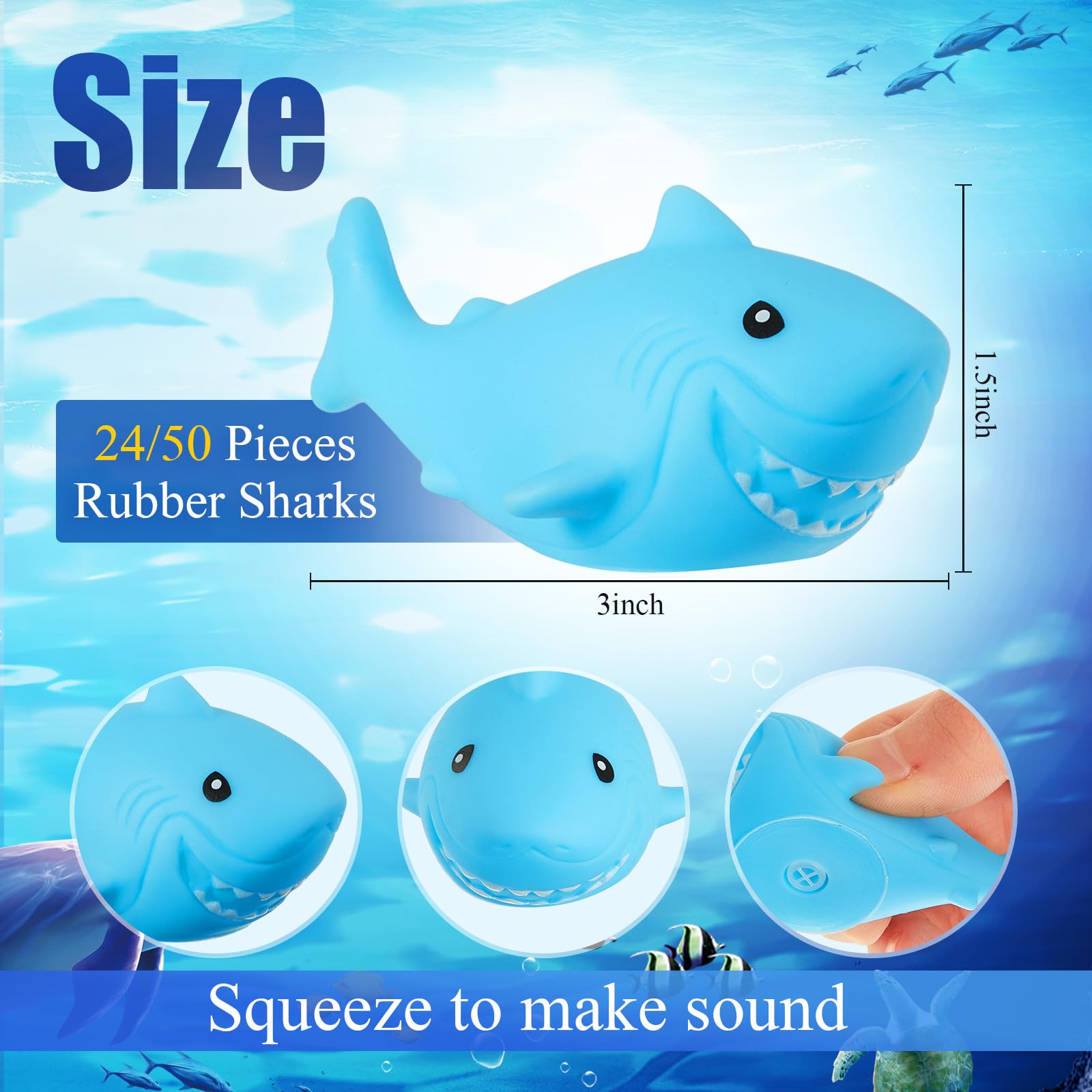 Snapklik.com : 50 Pcs Rubber Sharks Toys For Kids Mini Floating Rubber ...