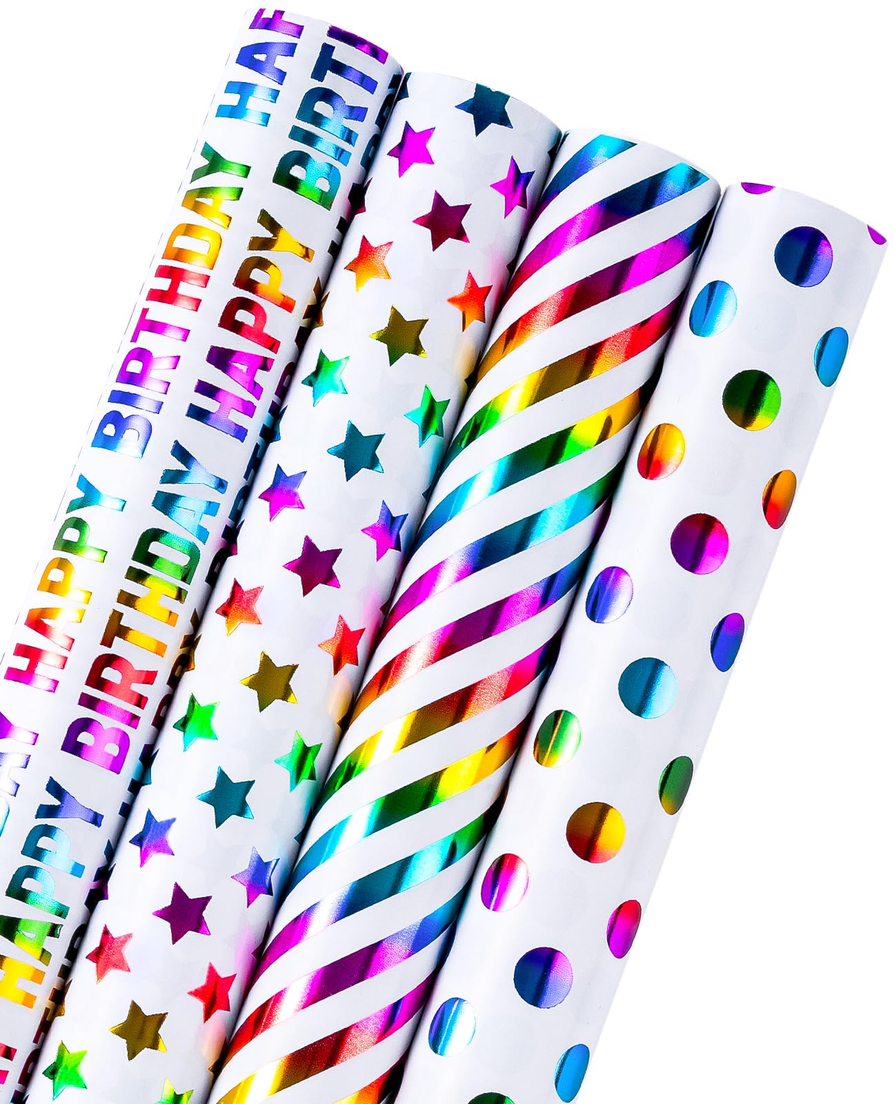 Amazon.com: WRAPAHOLIC Birthday Wrapping Paper Roll - Colorful Foil ...