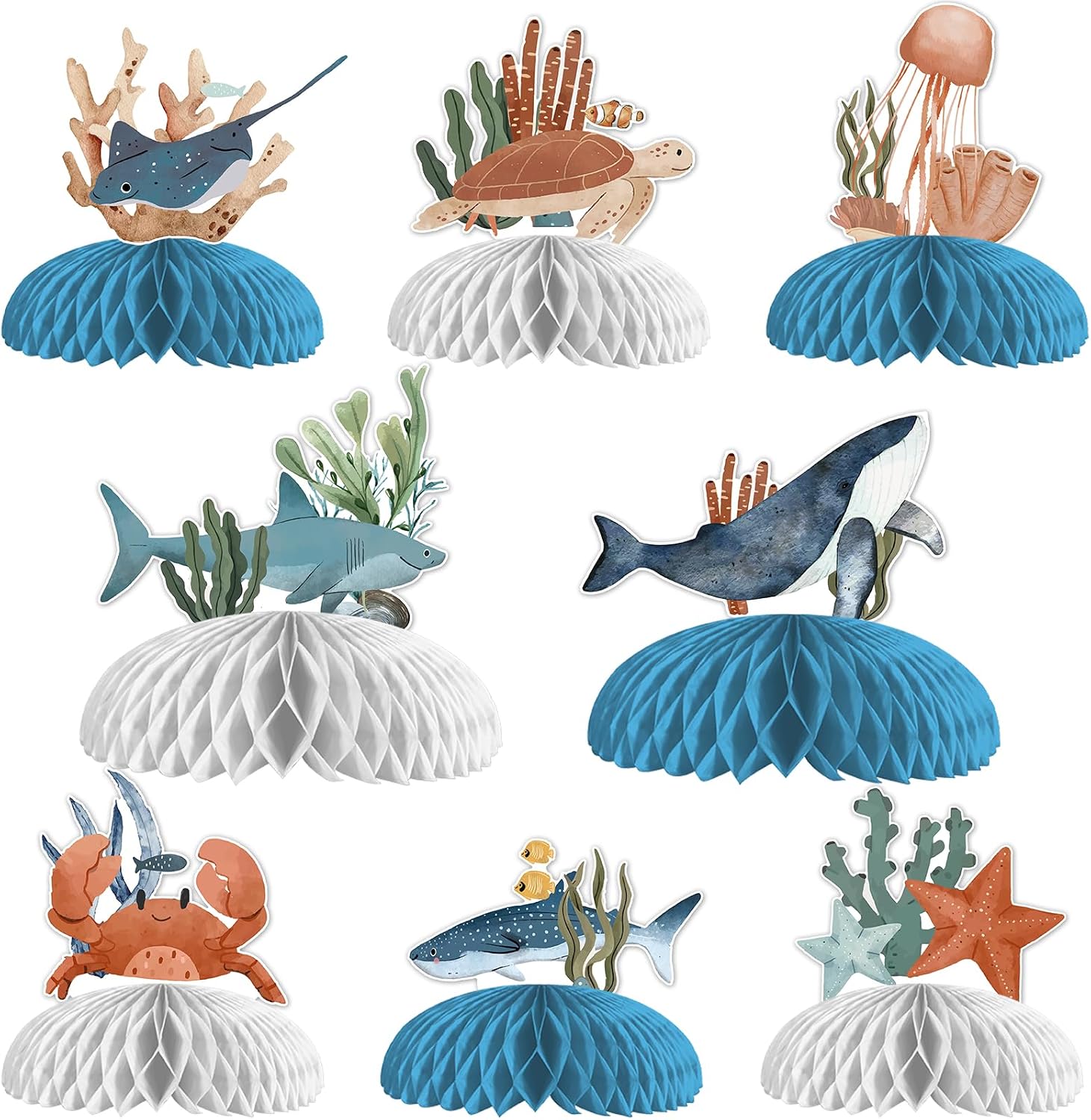 Amazon.com: Jollyboom Ocean Animal Honeycomb Centerpiece Boy, Under The ...
