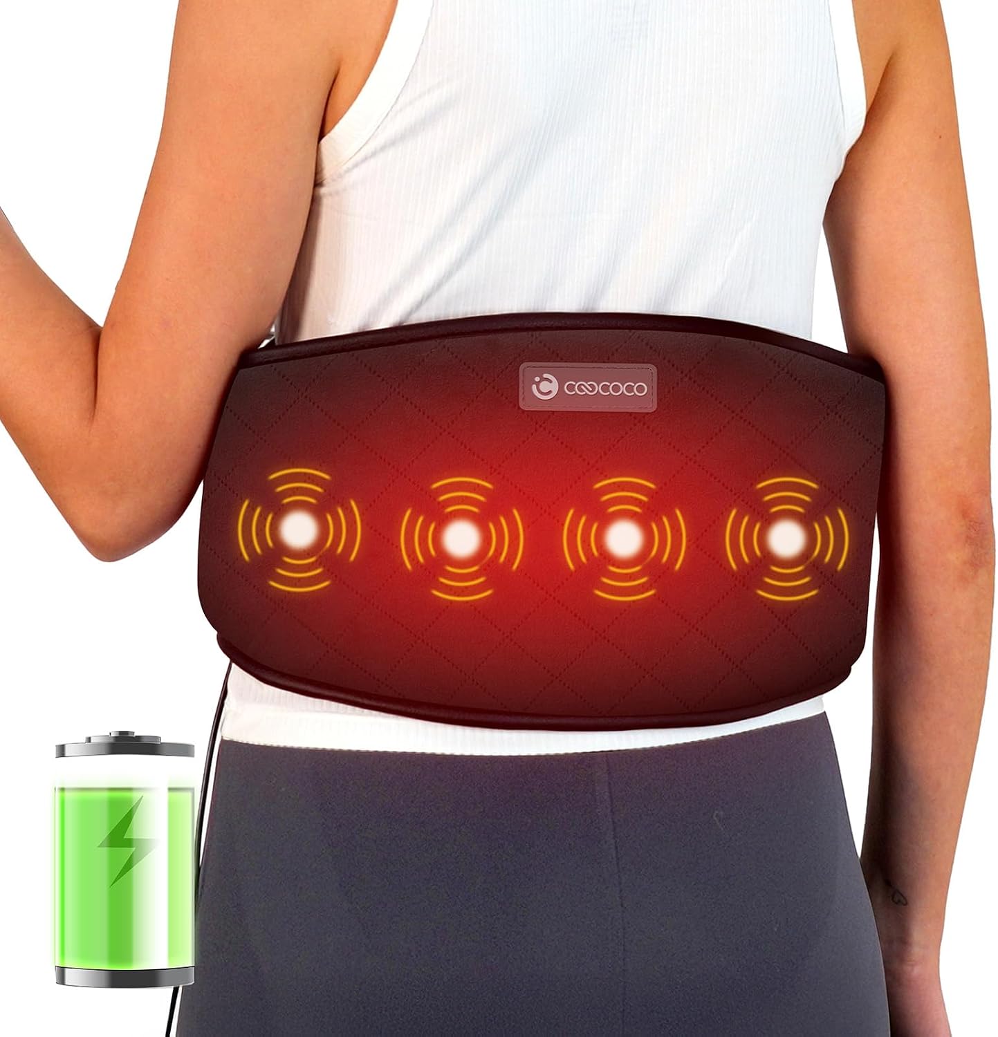 CooCoCo Cordless Heating Pads Electric with Massager for Back, Portable ...