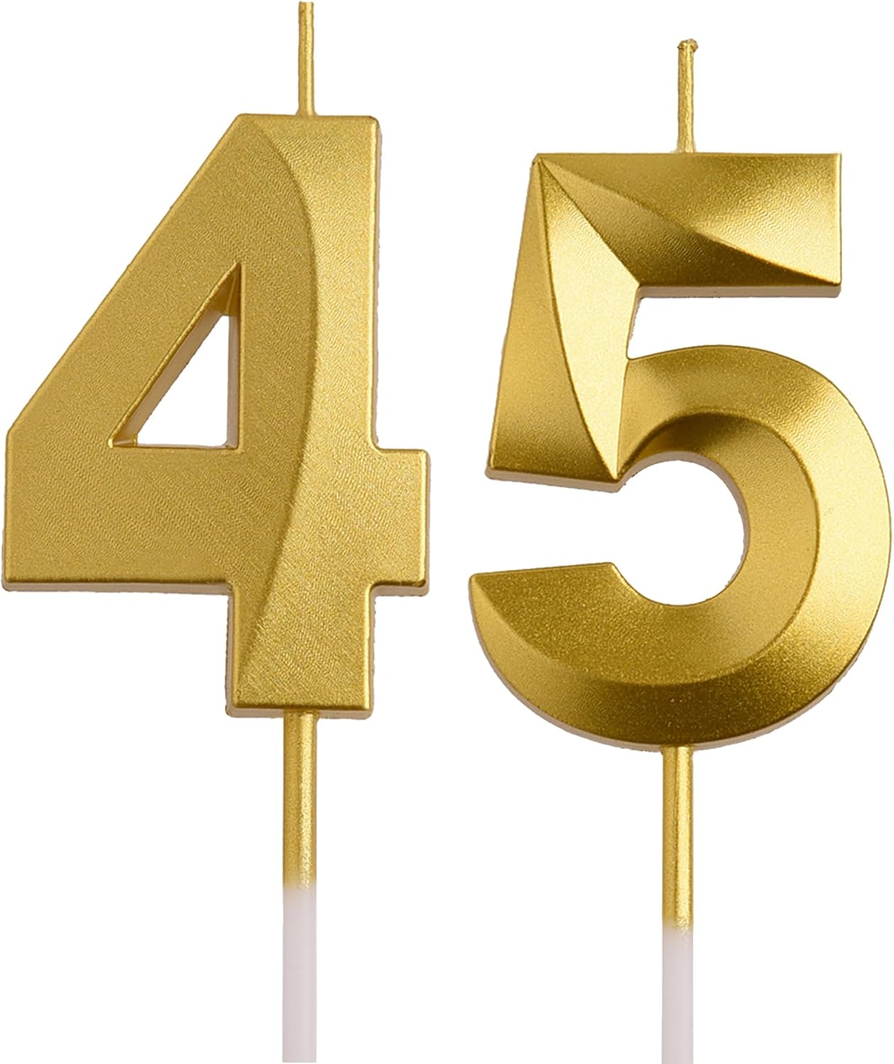 Amazon.com: AOOLADA 45th 54th Birthday Candles, Gold 54 45 Year Old ...