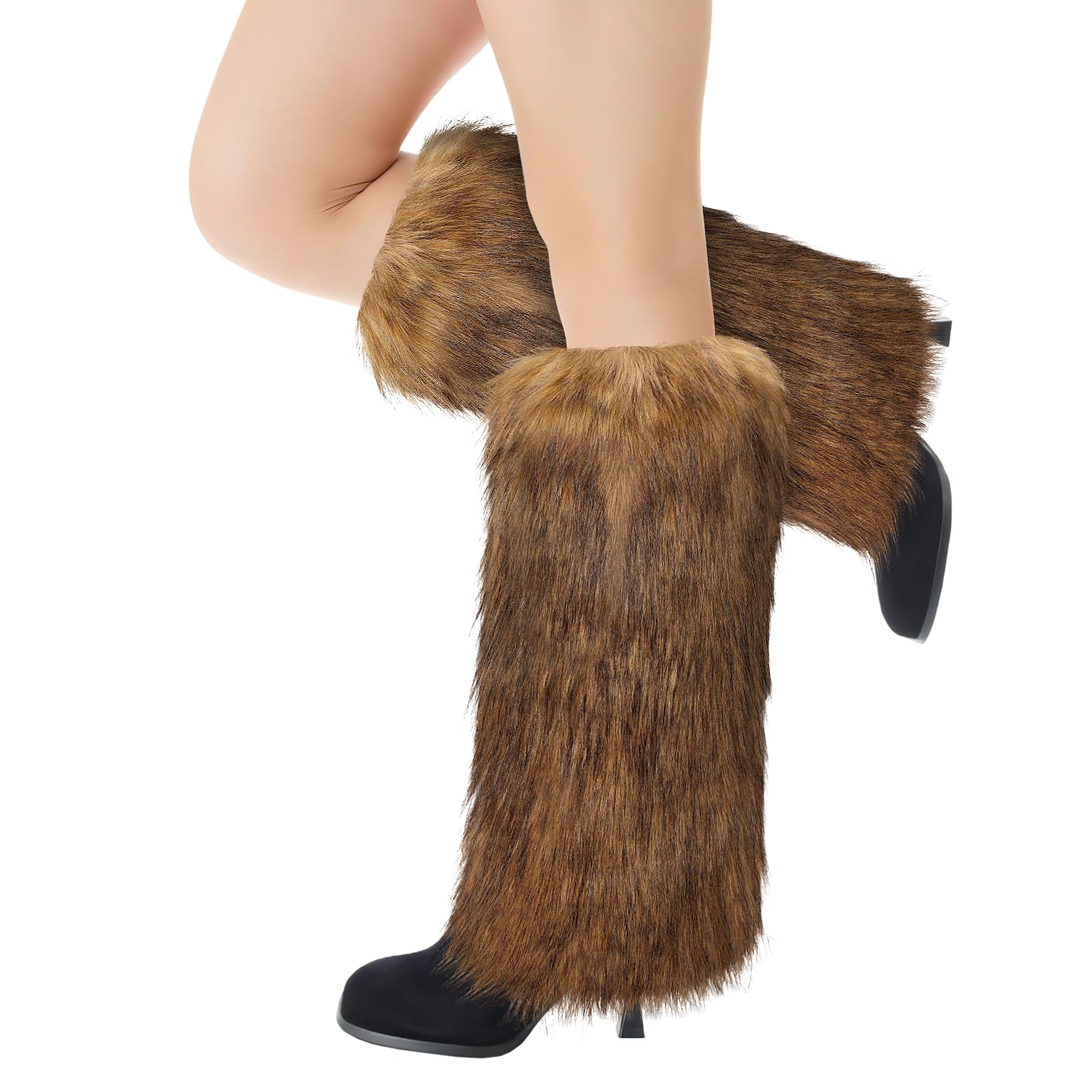 Amazon.com: XEPST Faux Fur Fuzzy Leg Warmers Furry Boot Covers for ...