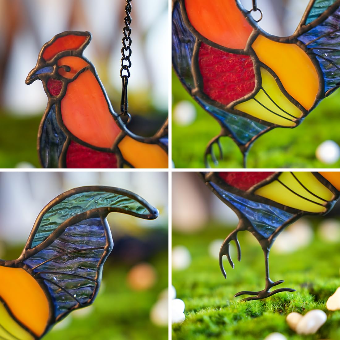 Snapklik.com : BOXCASA Rooster Stained Glass Window Hanging