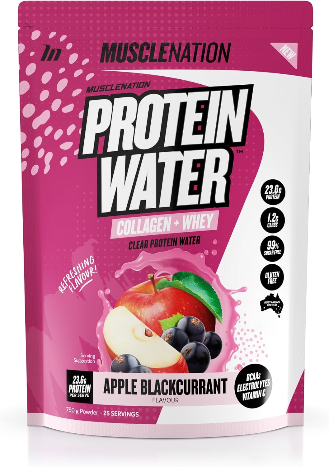 Muscle Nation Apple Blackcurrant – Protein Water with Collagen, Whey ...
