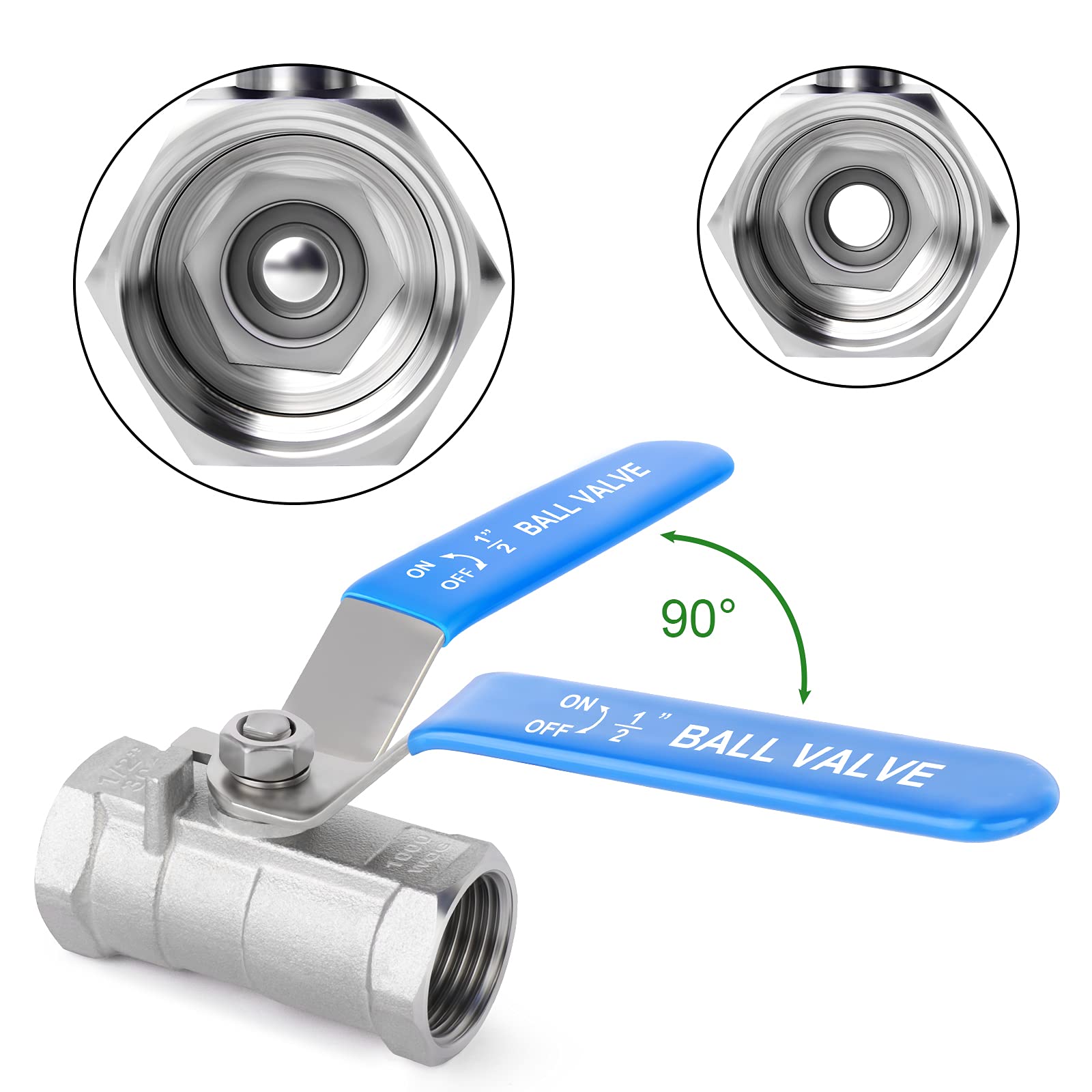 Snapklik.com : TAISHER 4 Pcs 1/2 Inch FNPT Ball Valve Kit, 304 ...
