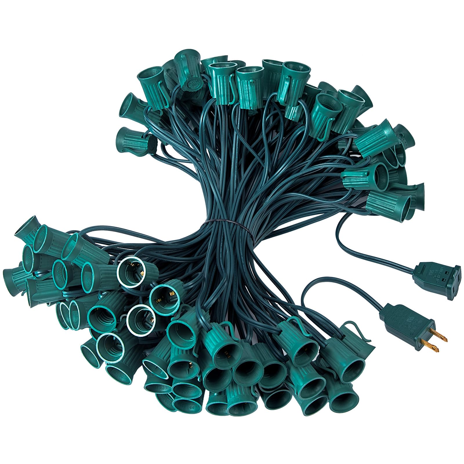 Minetom C9 Light Strand, 100 FT Christmas Stringer with 100 Sockets for ...