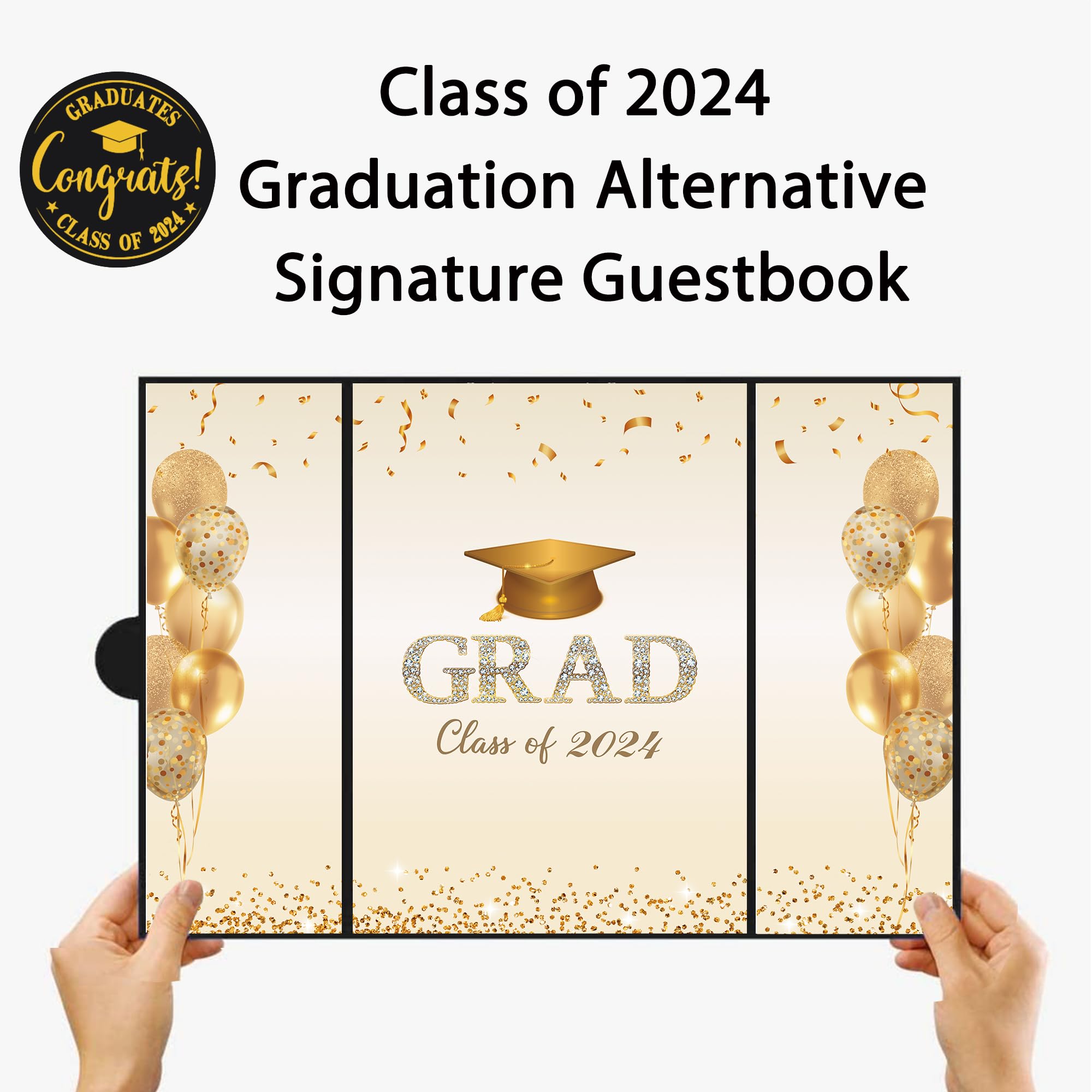 Snapklik.com : Black Gold Graduation Party Decorations, 2PCS Class Of ...