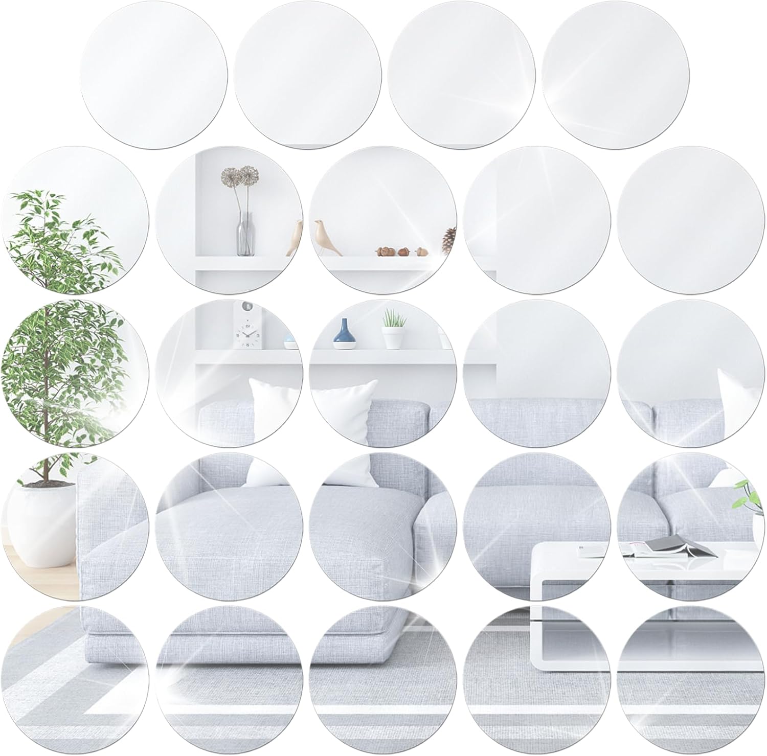 Amazon.com: Set of 24 Acrylic Round Mirror Plate 6" Circle Mirror Trays ...