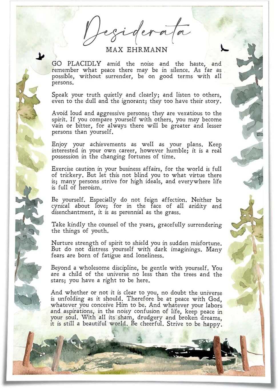 Amazon.com: Jelyfisg Desiderata Poem Wall Art Motivational Poster ...