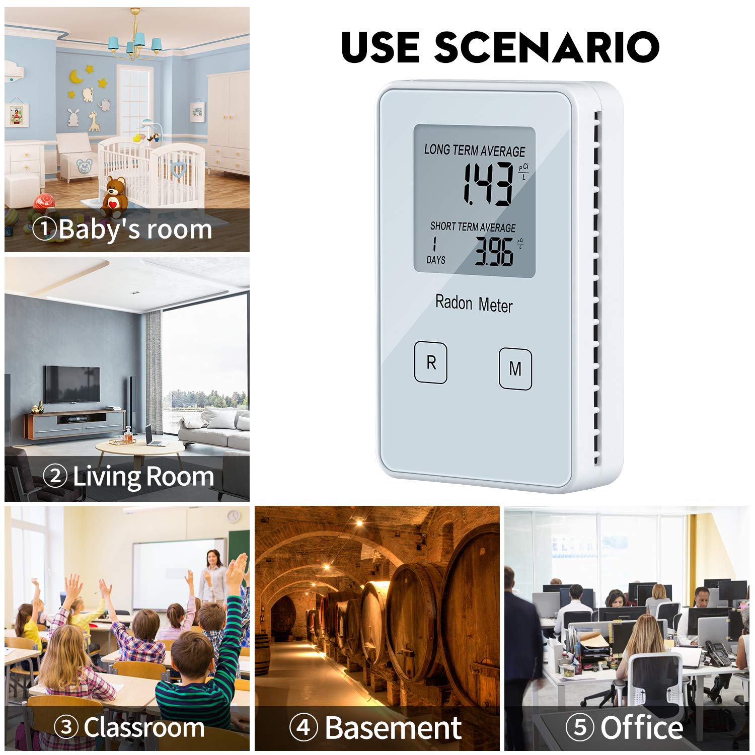 Snapklik.com : Home Radon Detector,Portable Radon Meter,Long And Short ...