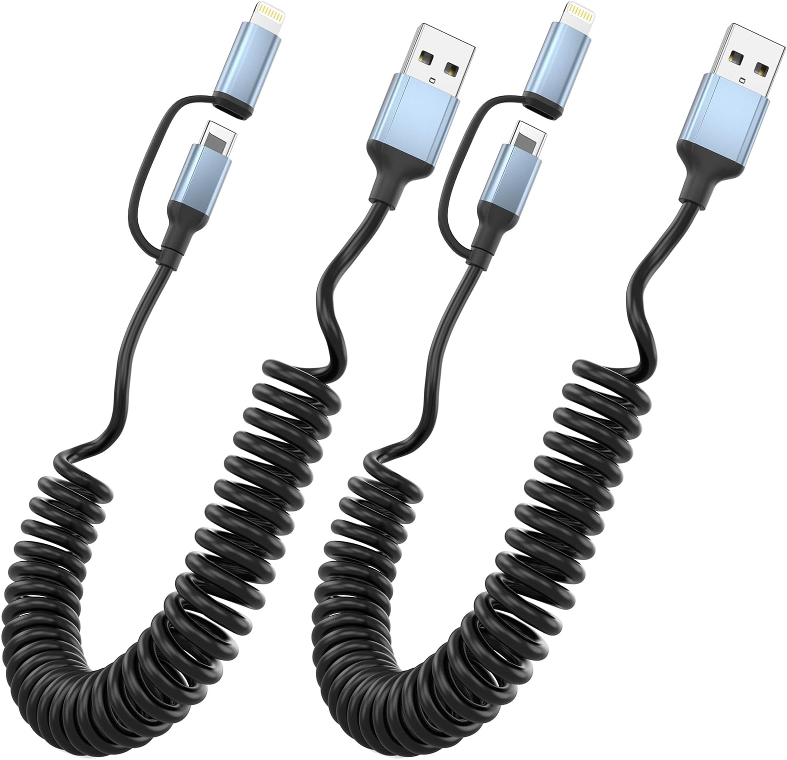 Coiled USB C Cable, 2-in-1 USB C and Lightning Cable Carplay ...