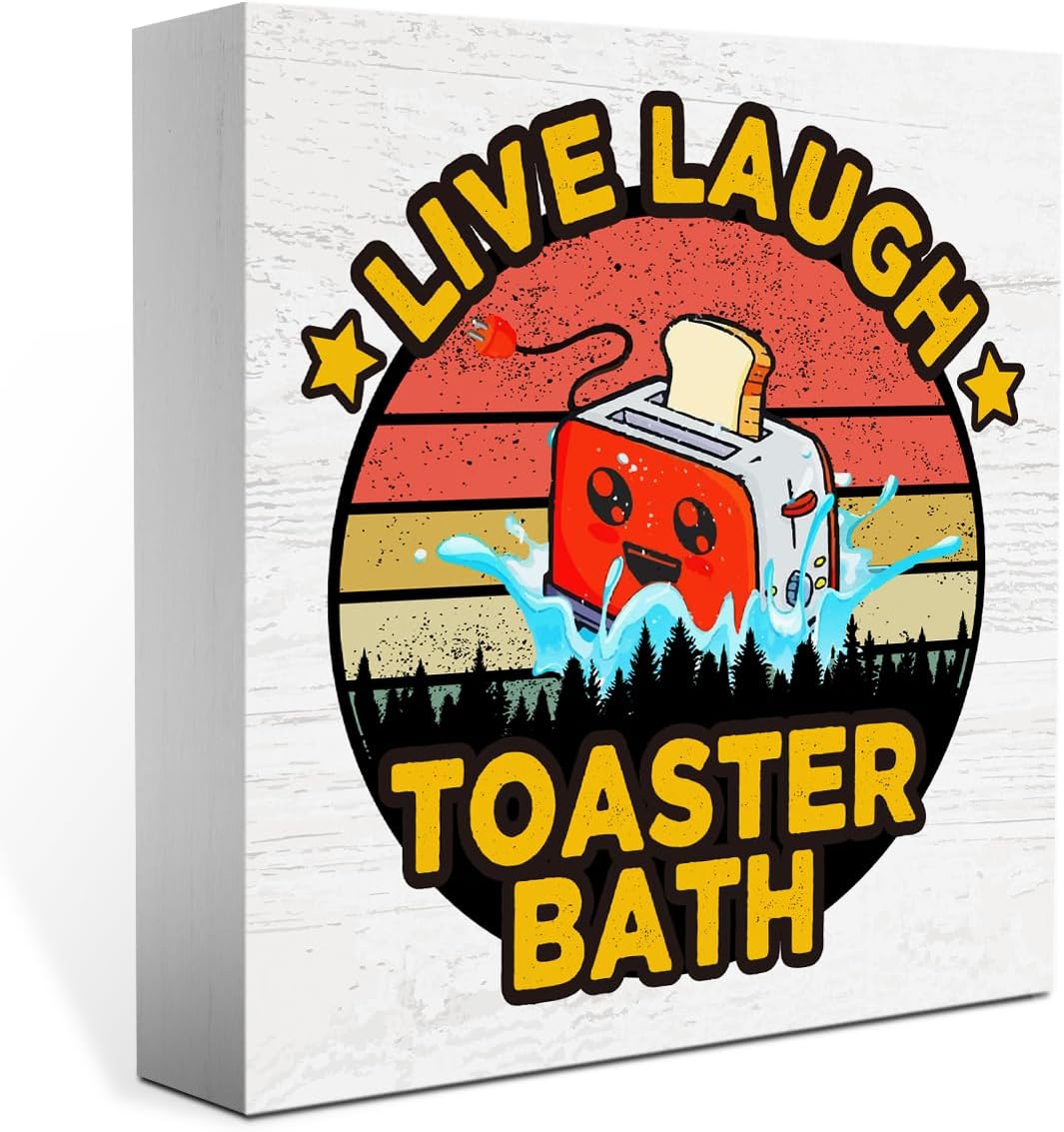 Amazon.com: Live Laugh Toaster Bath Wood Sign - Funny Gift for Dark ...