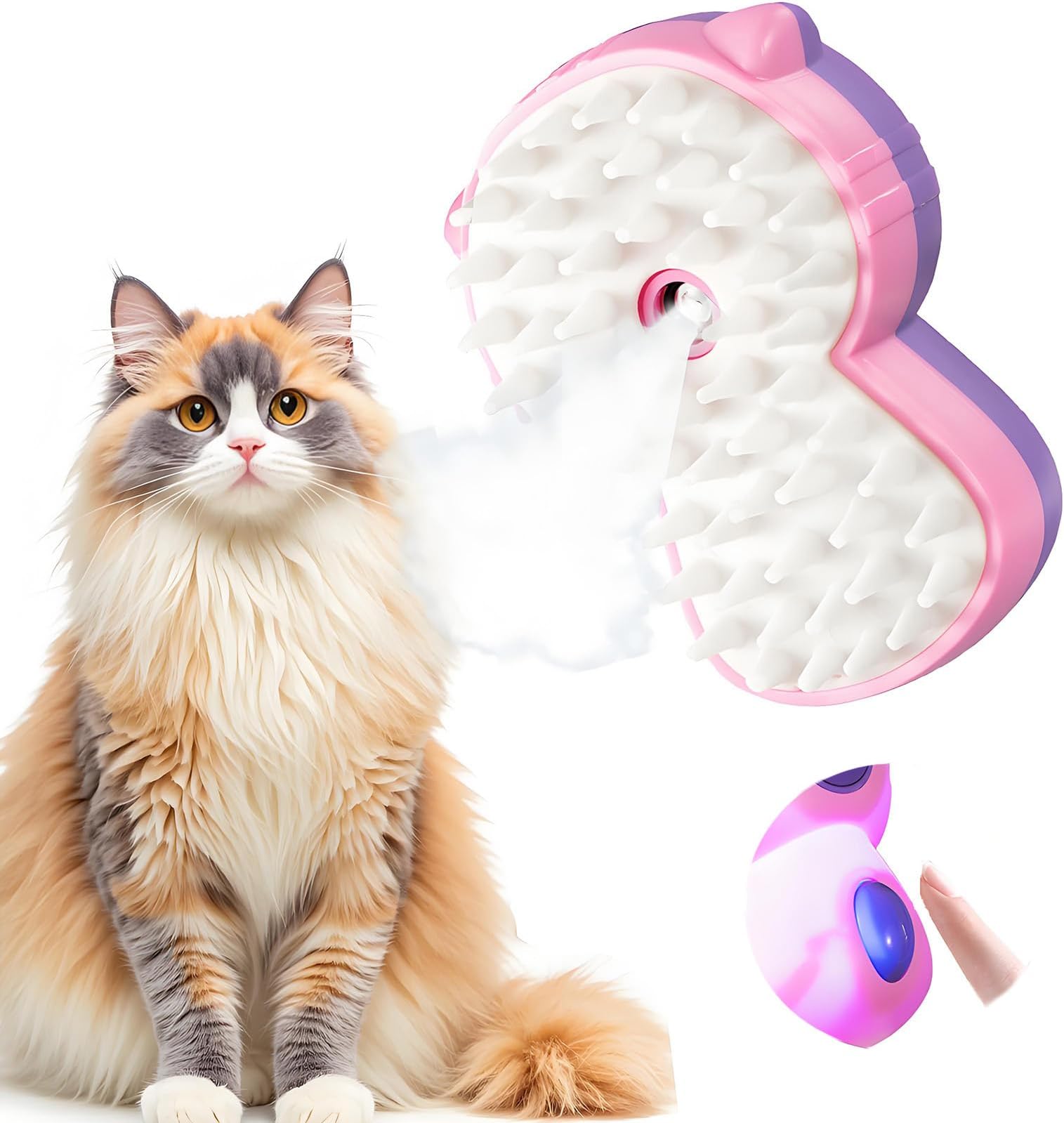 Amazon.com : Cat Steam Brush for Shedding, 3 in 1 Silicone Steam Brush ...
