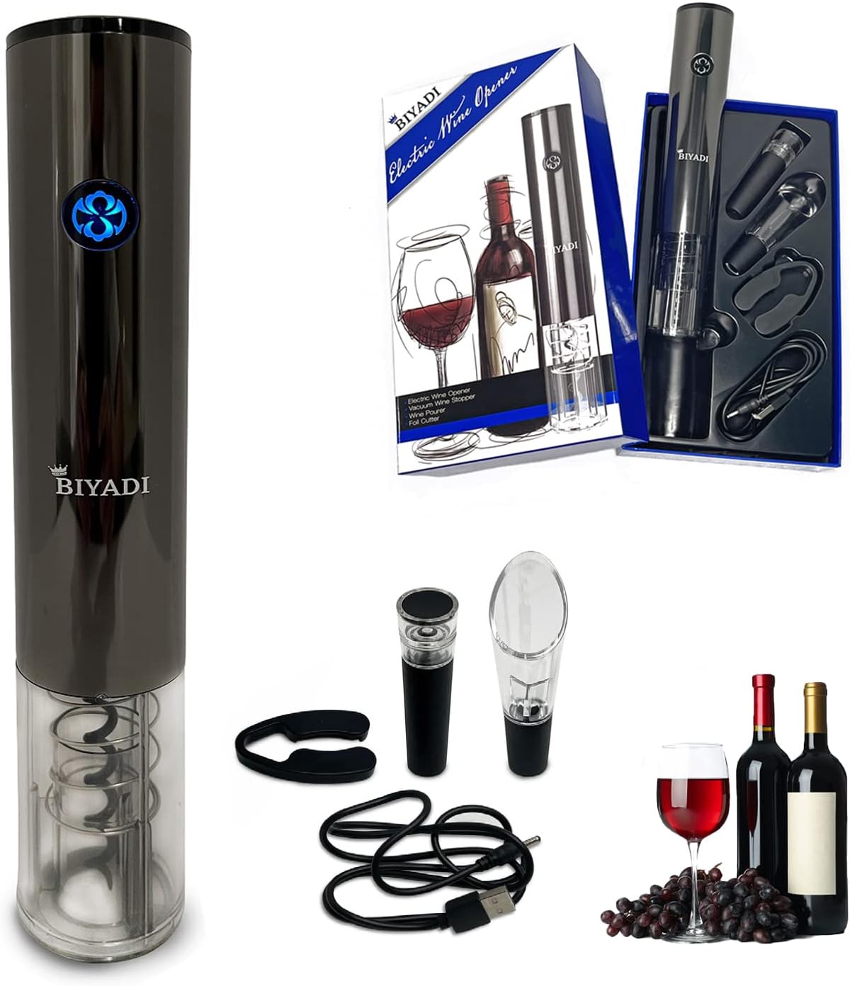 Amazon.com: elTeeCee Electric Wine Bottle Opener - Rechargeable ...