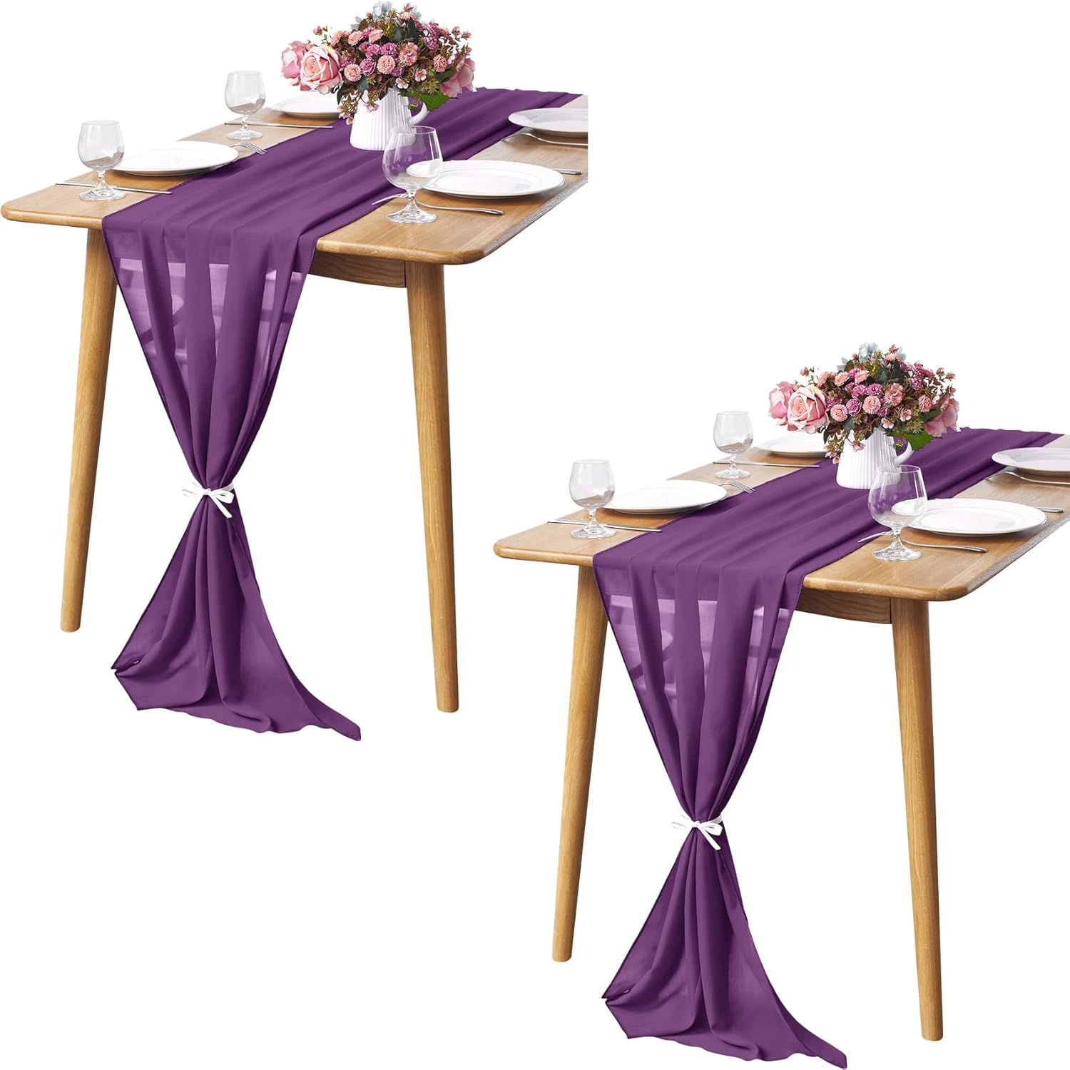 Amazon.com: 2 Pack 10Ft Chiffon Purple Table Runner Sheer 29x120 Inch ...