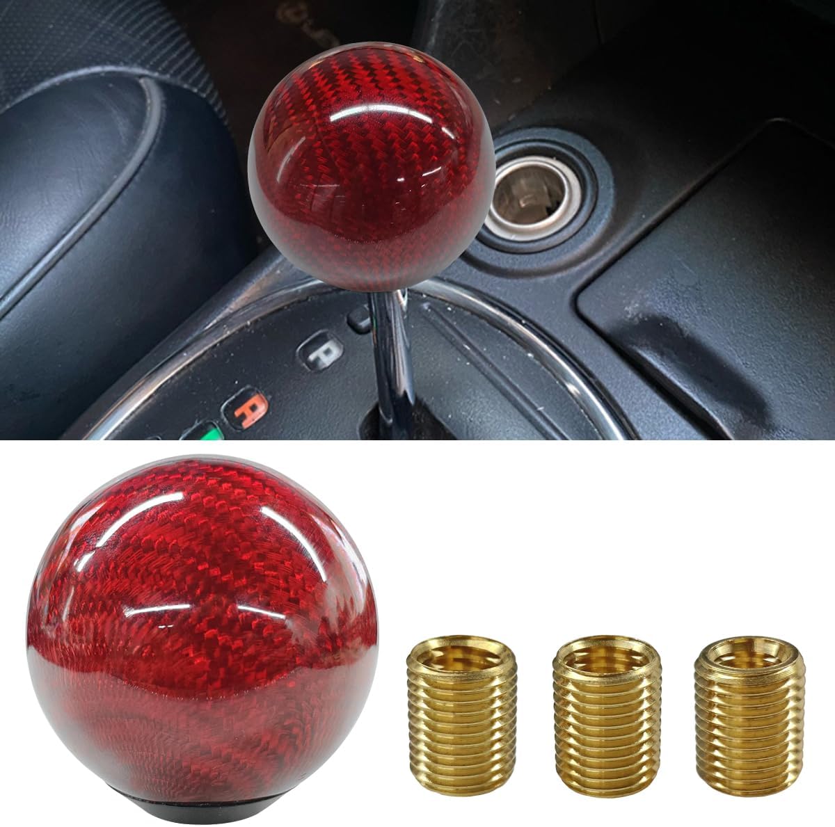 Amazon.com: Gasedin Carbon Fiber Shift Knob, Spherical Type Gear Knob ...