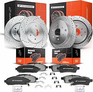 Amazon.com: A-Premium Front & Rear Drilled and Slotted Disc Brake Rotors + Ceramic Pads Kit ...