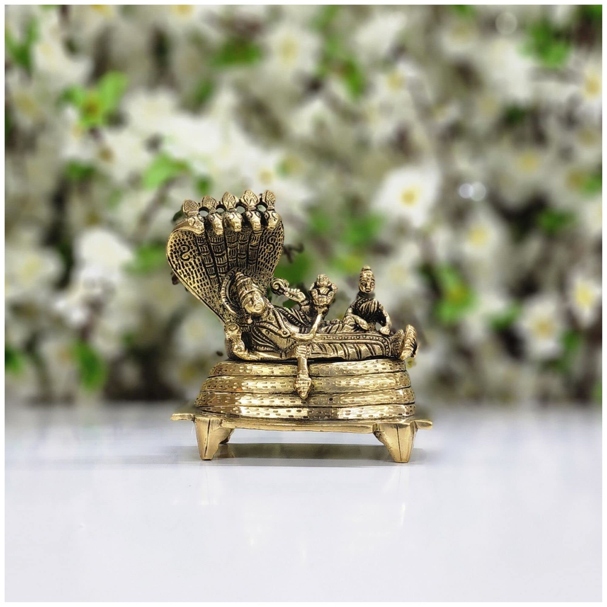 Buy AtoZ India Cart Vishnu Lakshmi Statue in Brass Lord Vishnu Goddess ...