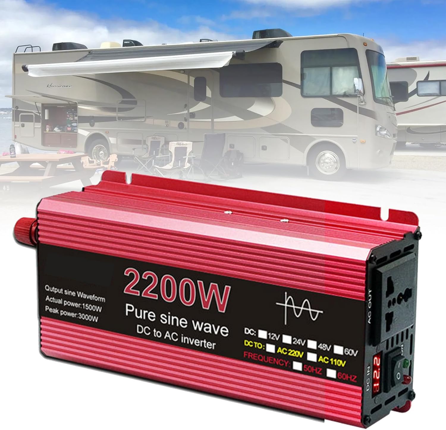 Pure Sine Wave Inverter 3000W 2200W 1600W 1000W, DC (12V/24V) to AC ...