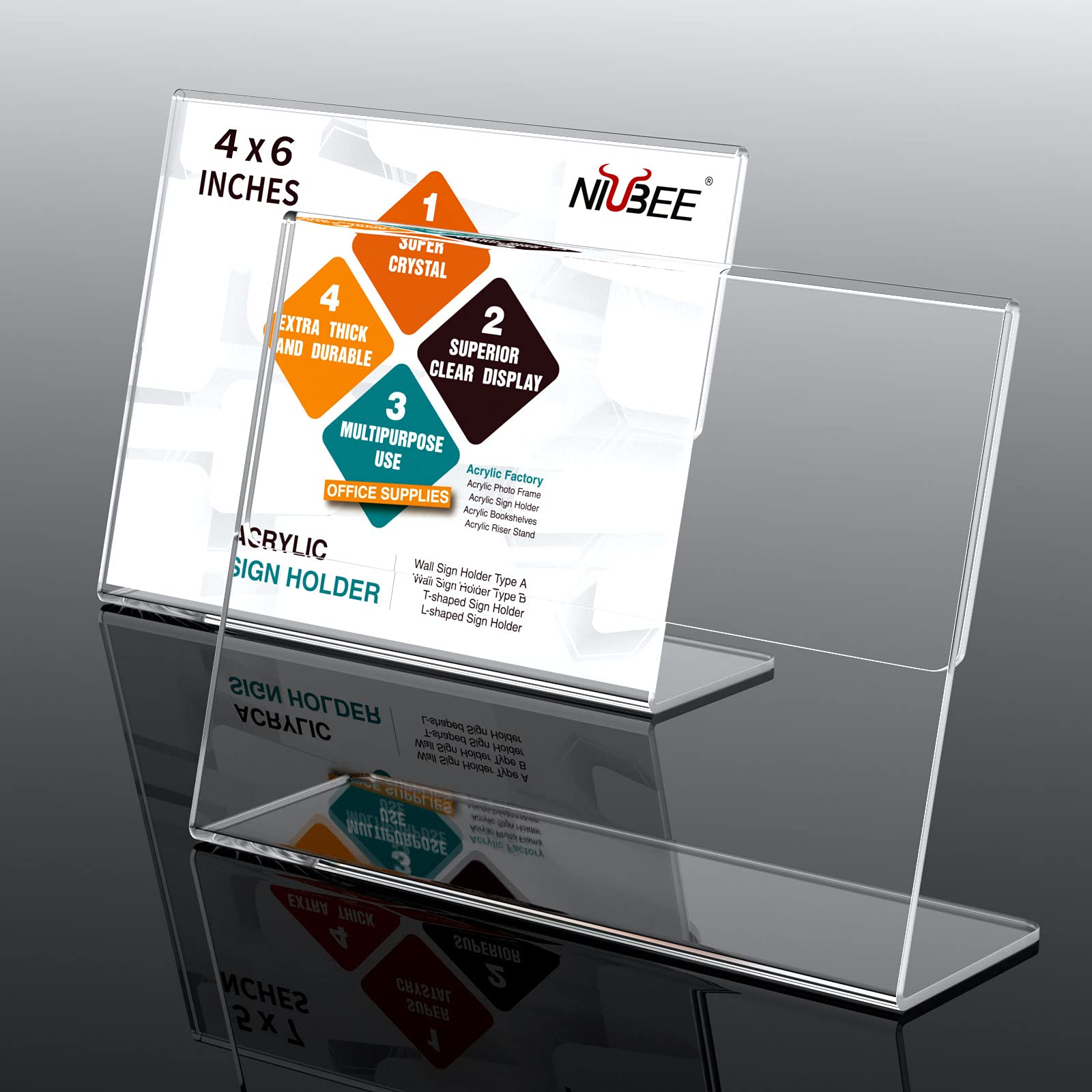 Snapklik.com : NIUBEE Slanted Back Acrylic Sign Holder 6 X 4 Inches ...
