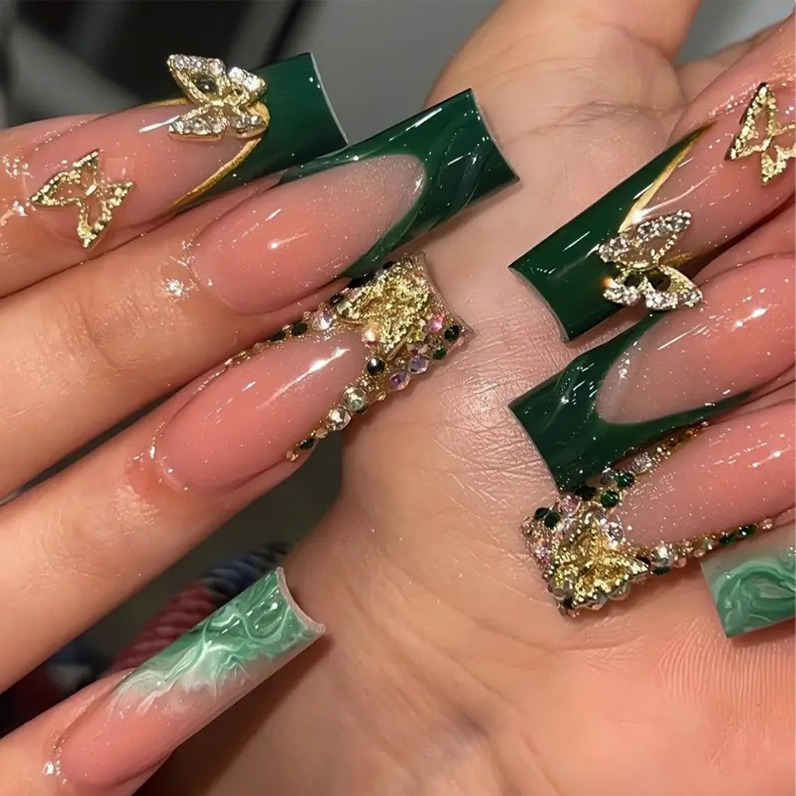 Amazon.com: Mkwntg 24Pcs Gothic Press on Nails Medium Almond Fake Nails ...