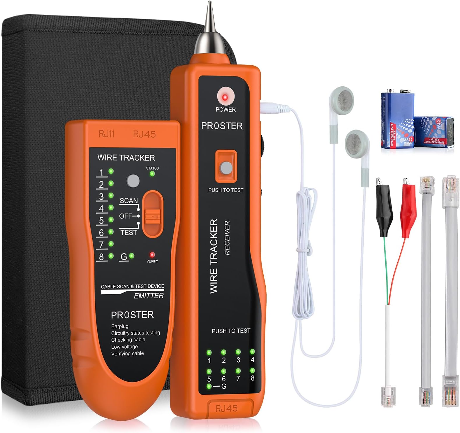 Cable Finder Tone Generator Probe Tracer RJ11 Wire Tracker Network ...