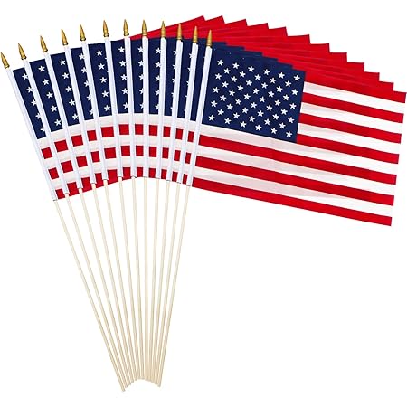 Amazon.com : One Dozen (12 Qty) 12x18" US Cotton Stick Flag American ...