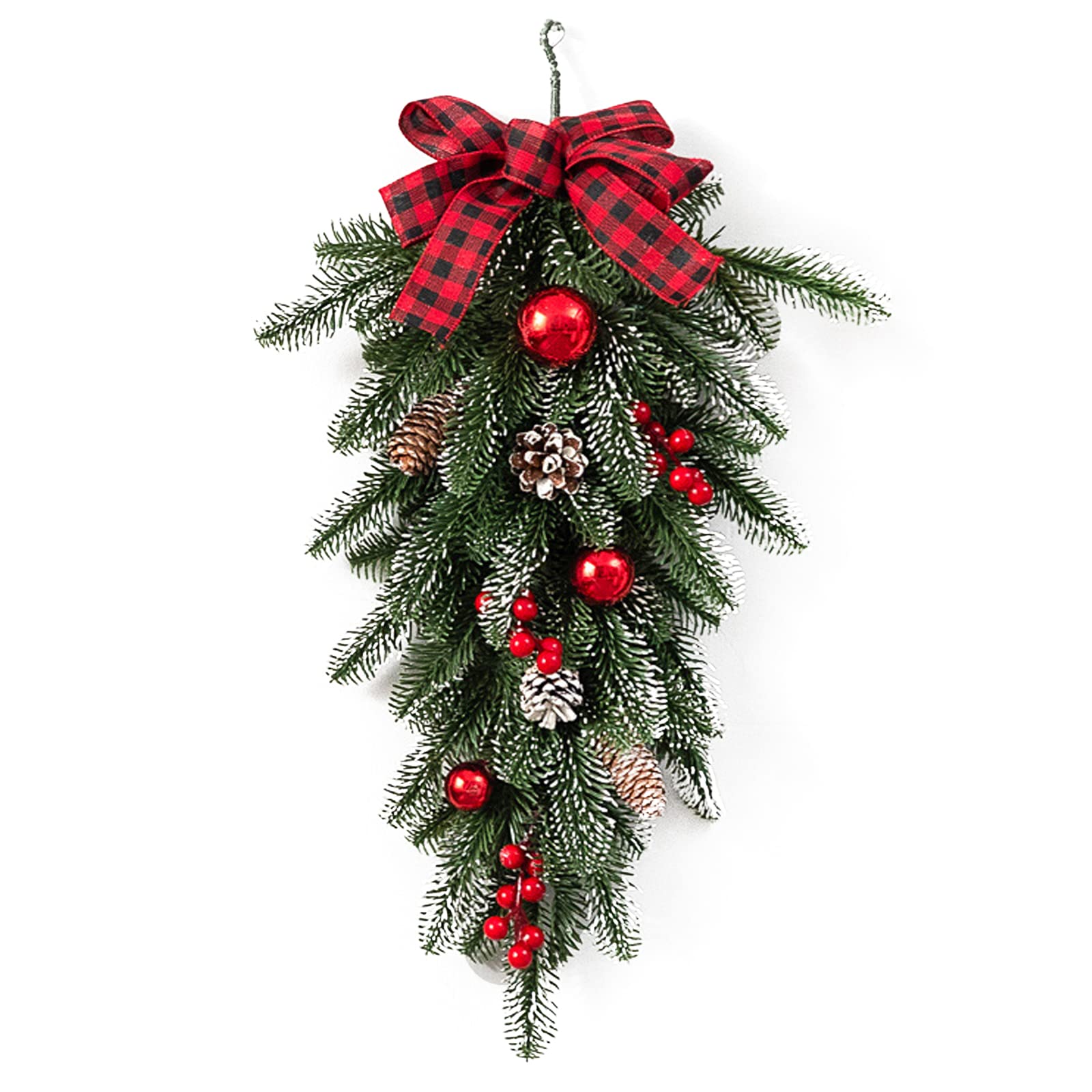 Firlar Artificial Christmas Teardrop, Christmas Decoration Stair Wreath ...