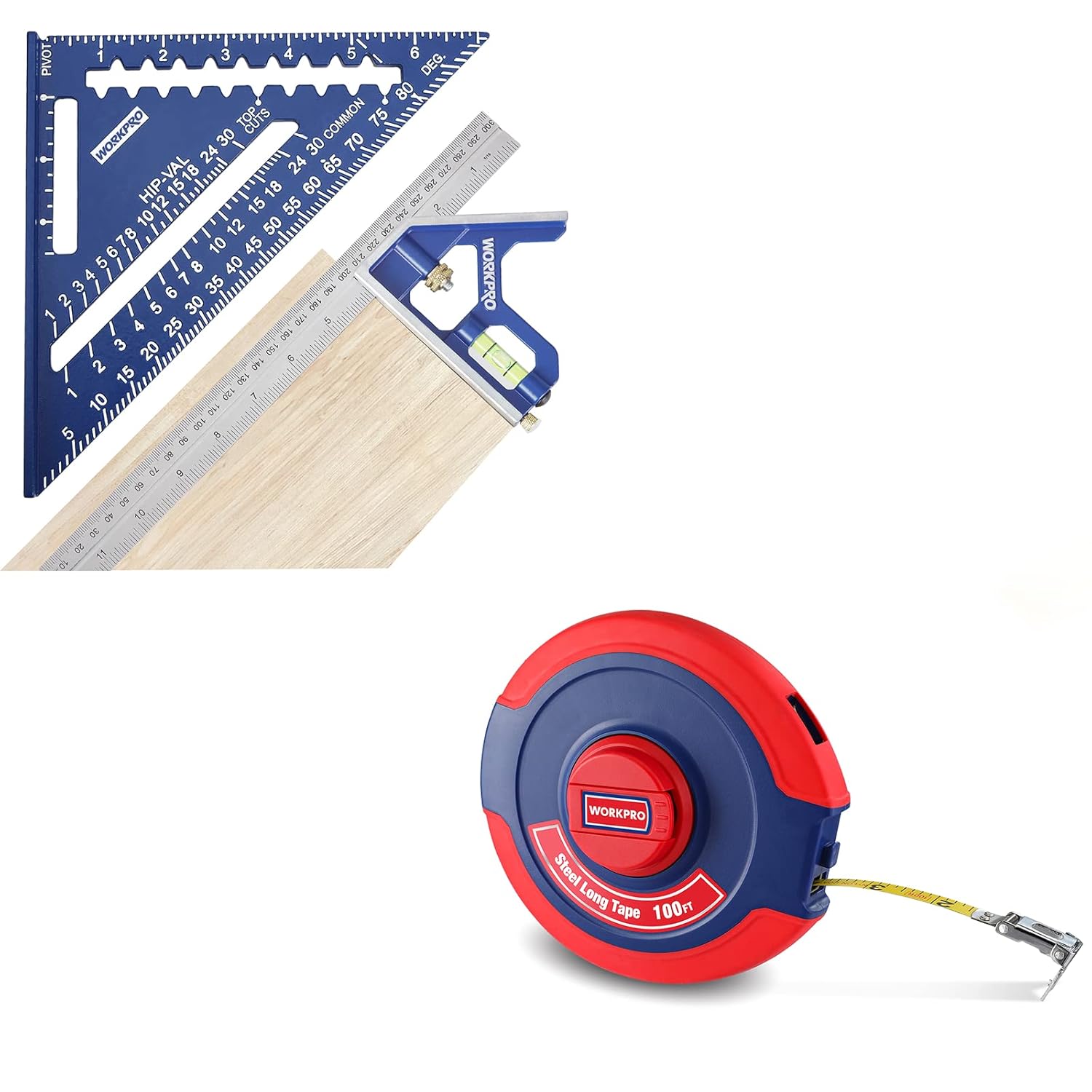 WORKPRO Rafter Square and Combination Square Tool Set and 100FT Tape ...