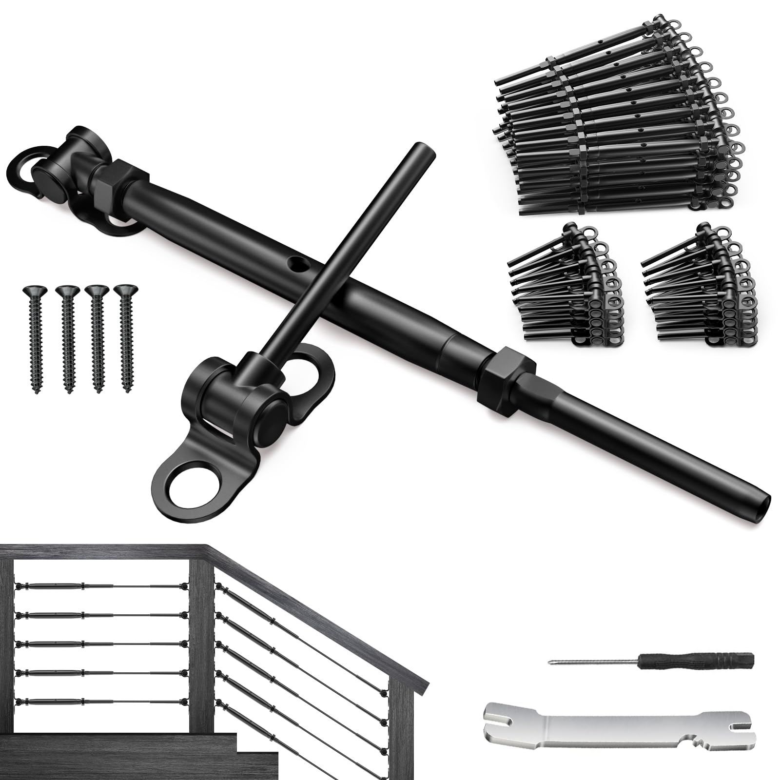 Snapklik.com : BLIKA 50 Pair 1/8" Black Cable Railing Kit Swage Toggle ...