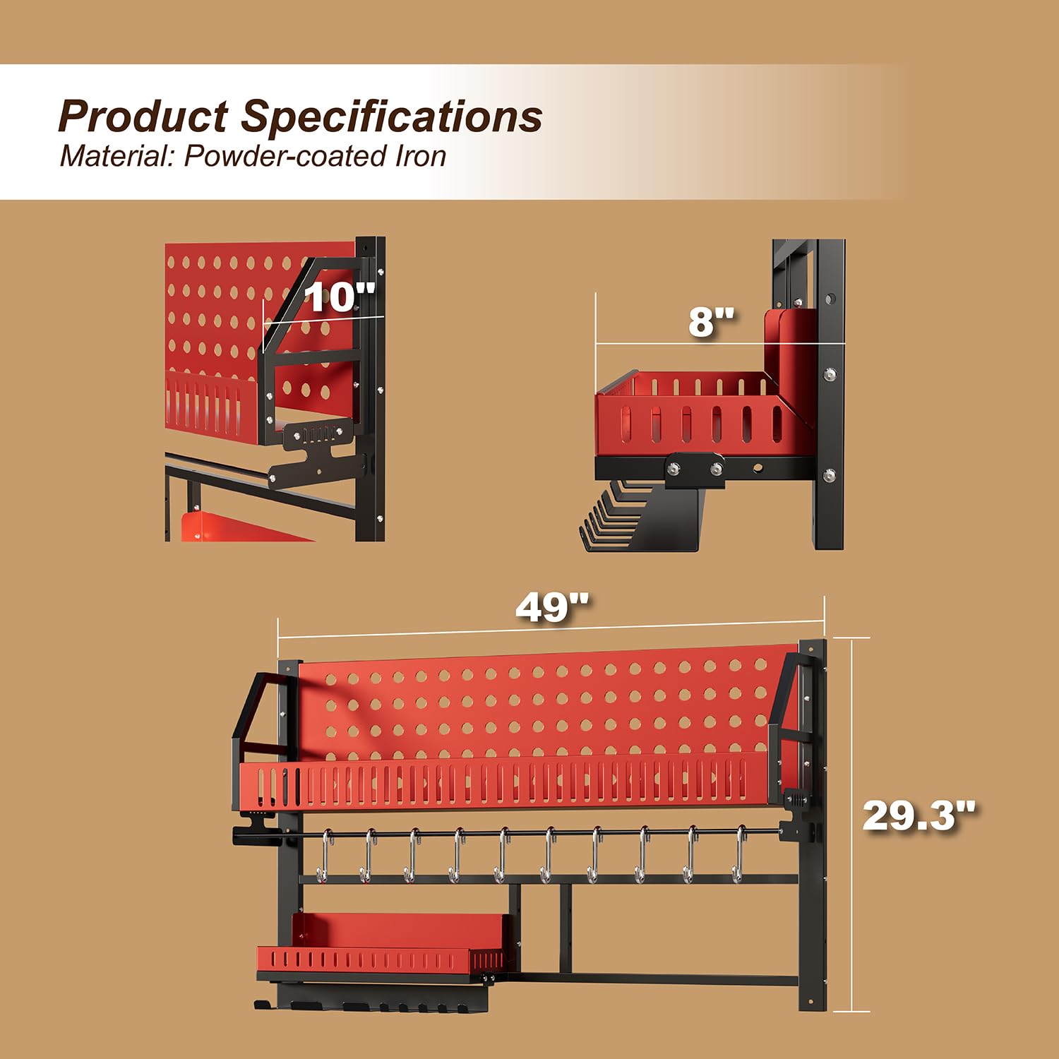 Snapklik.com : Garage Shelf Wall Mounted, Heavy Duty Gear Hanger ...