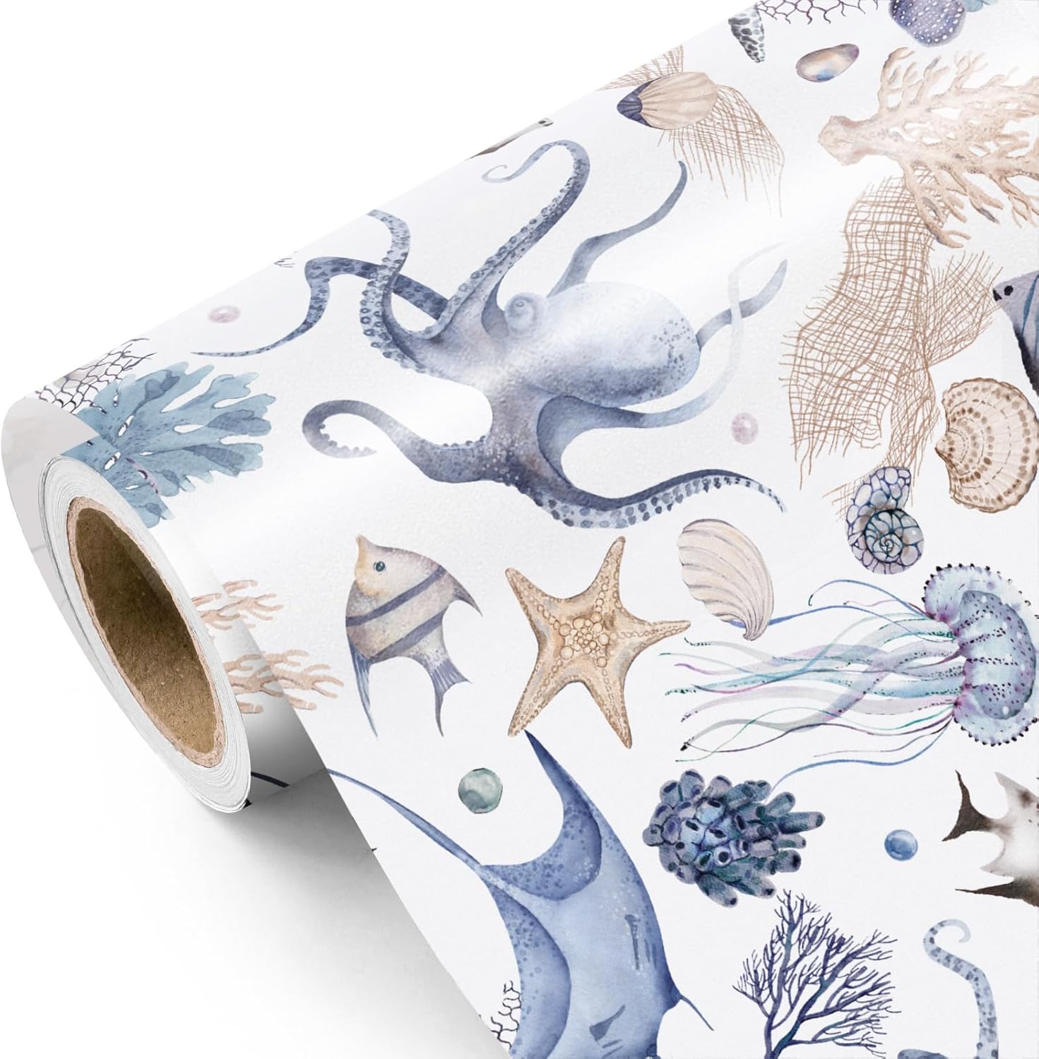 Amazon.com: WRAPAHOLIC Ocean Wrapping Paper Roll - Mini Roll - 17 Inch ...