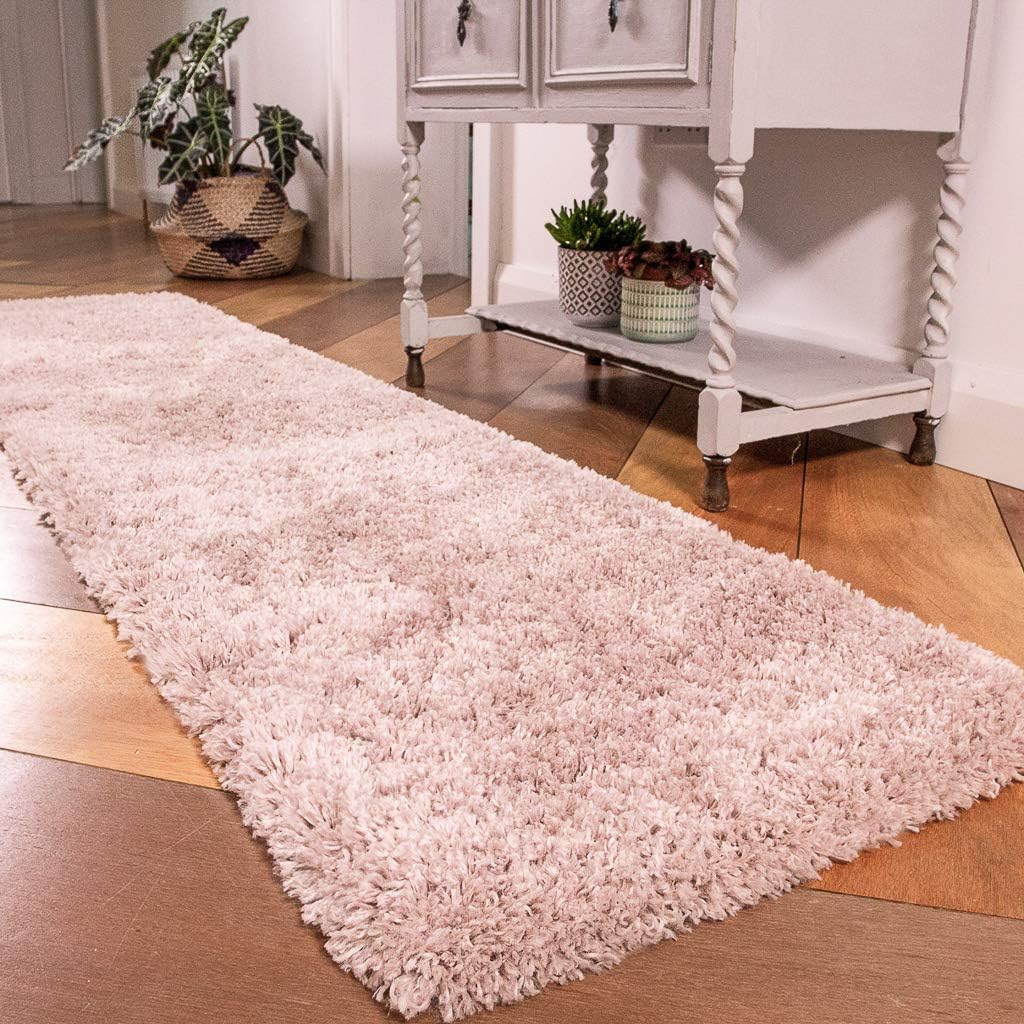 Thick Soft Blush Pink Shaggy Shag Runner Rug Affordable Durable Fluffy ...