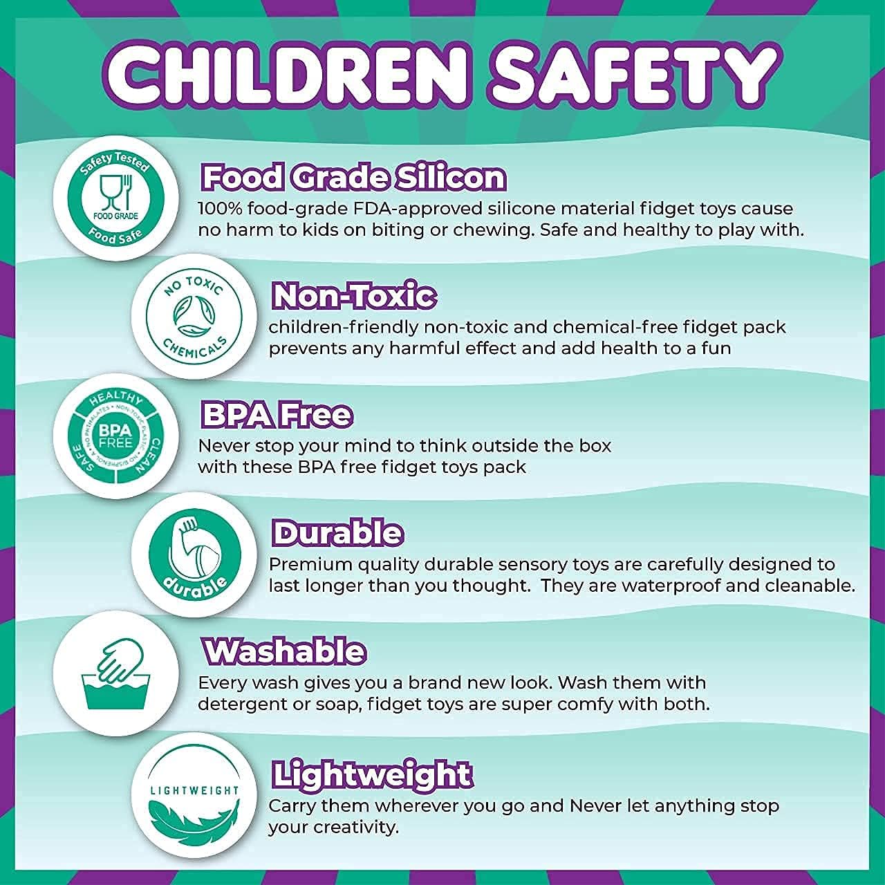 Fidgetfun 22 Pcs Fidget Toy Pack, Absolutely Safe Fidgets For Kids ...