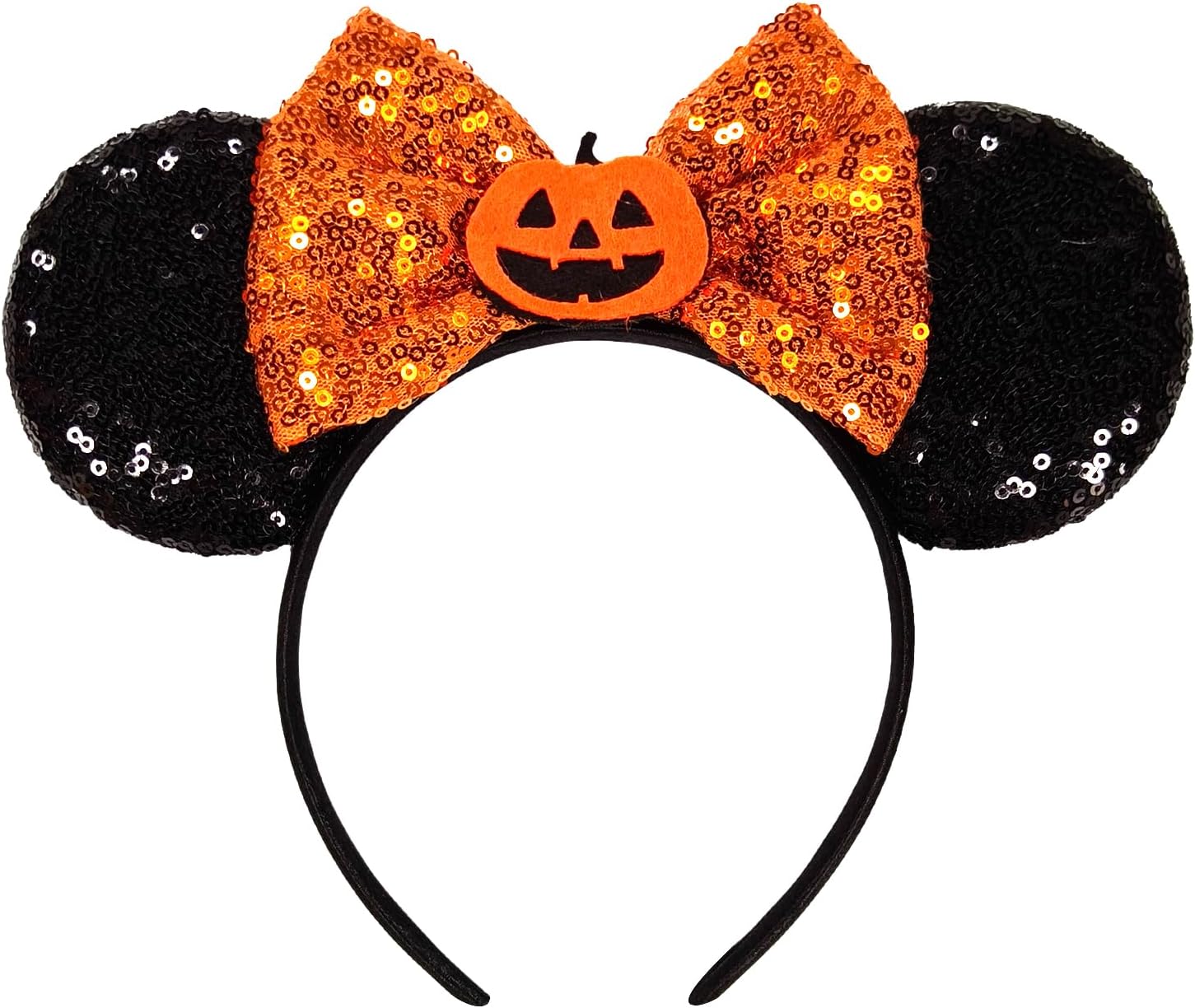 TEBWPIY Halloween Headband - Black Mouse Ears Headband with Shiny ...